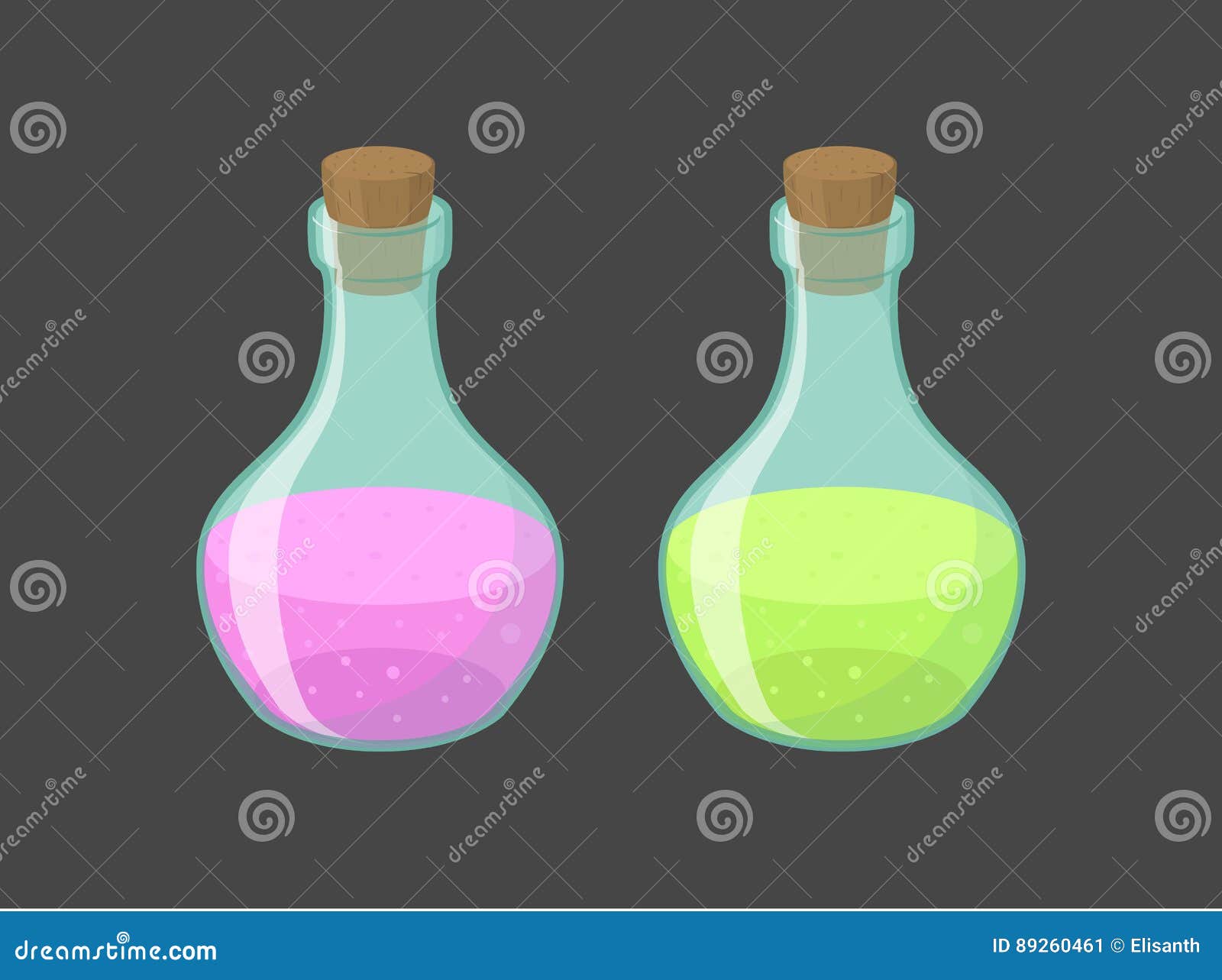 Vector Magic Vials with Pink and Green Liquid Stock Vector ...