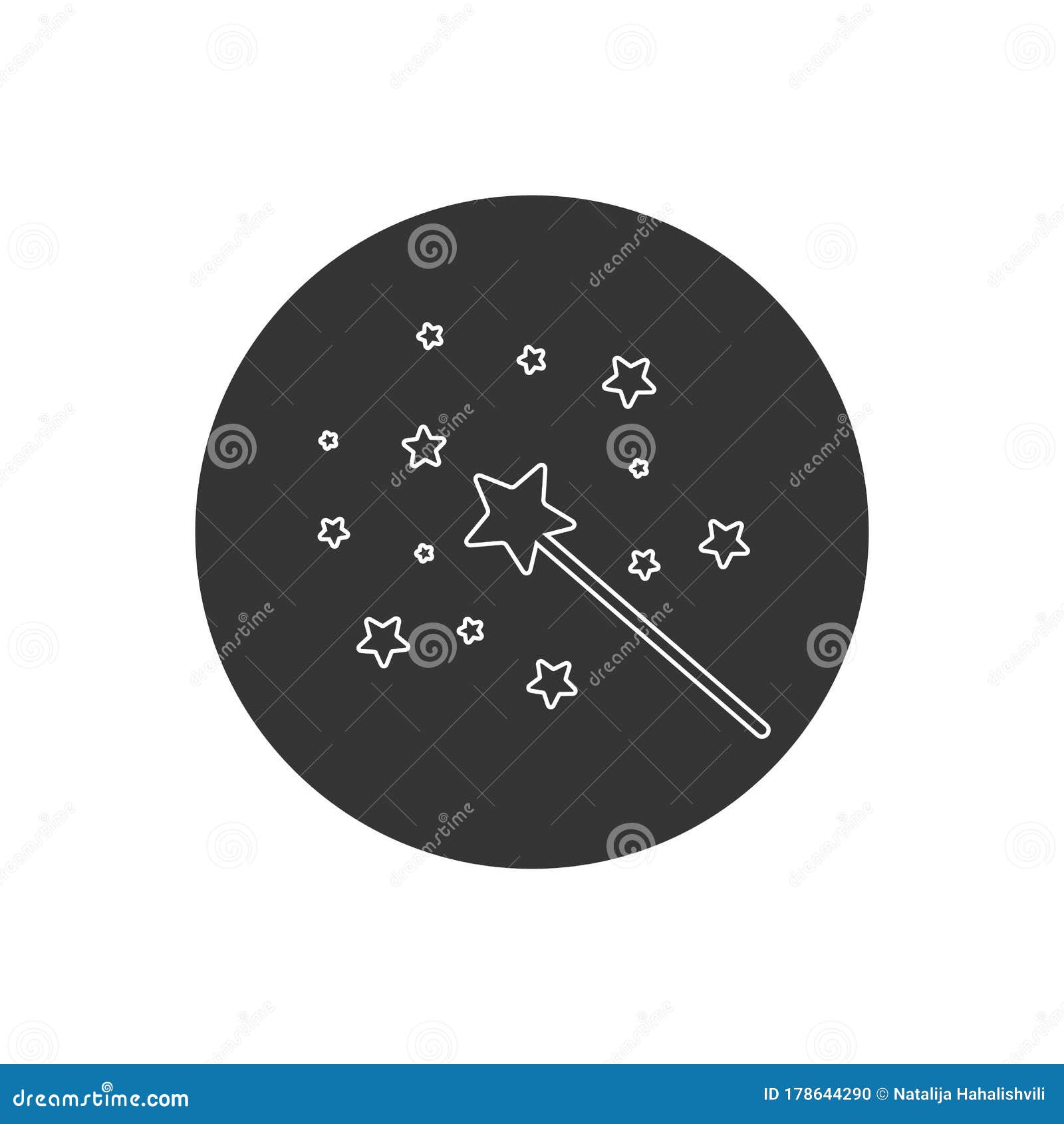 Vector Magic Wand Line Icon with Star Sparkle Stock Vector ...