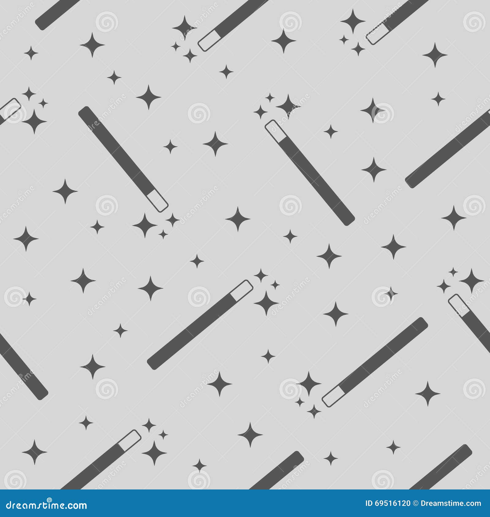 Vector Magic Wand with Magic Stars Seamless Pattern Background. Stock ...