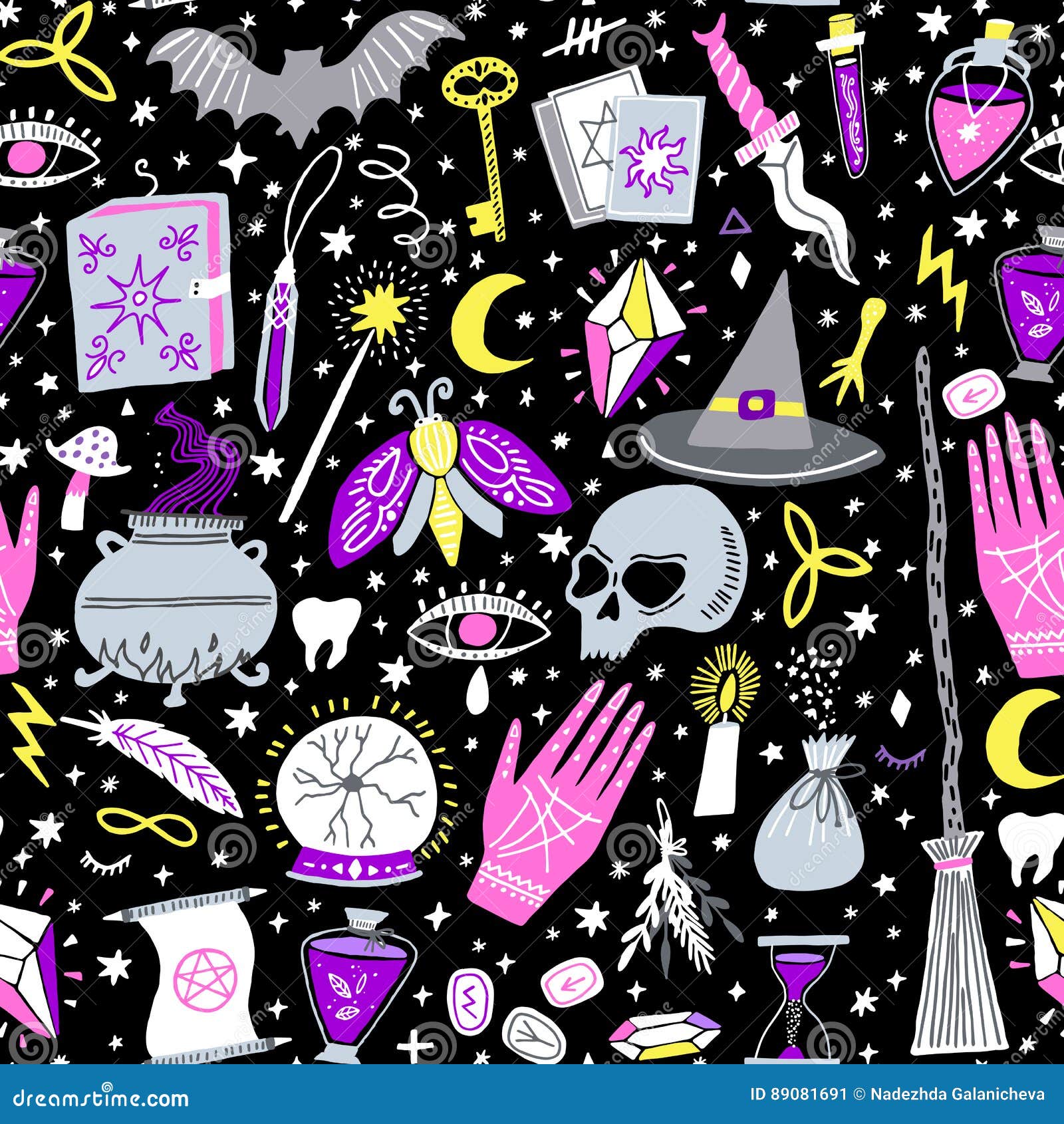 Witch Seamless Pattern Stock Illustrations – 11,471 Witch Seamless ...