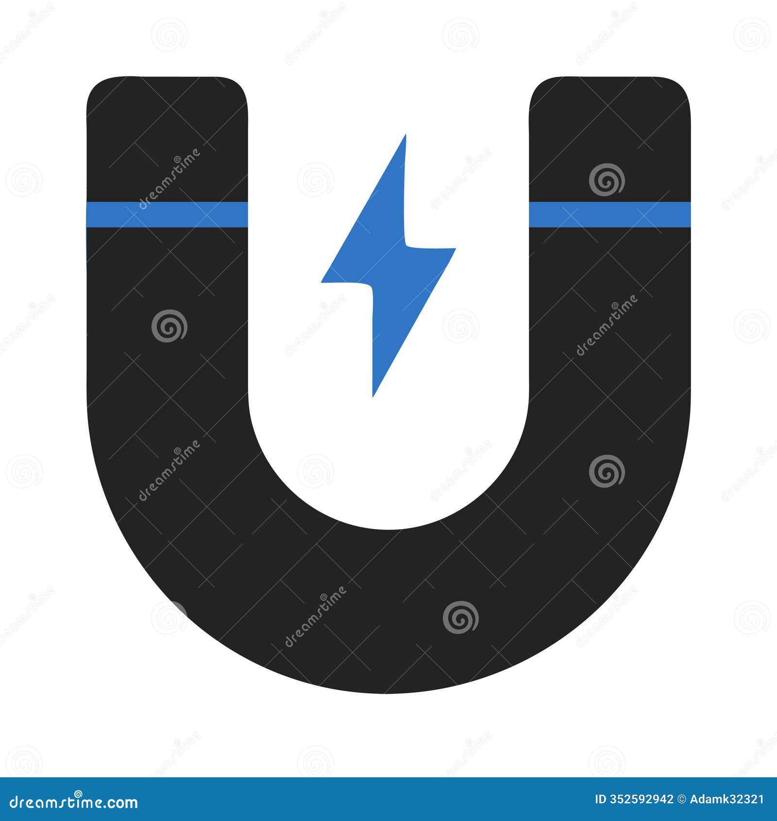 Vector Magnet Symbol with Blue Lightning for Science Education and ...