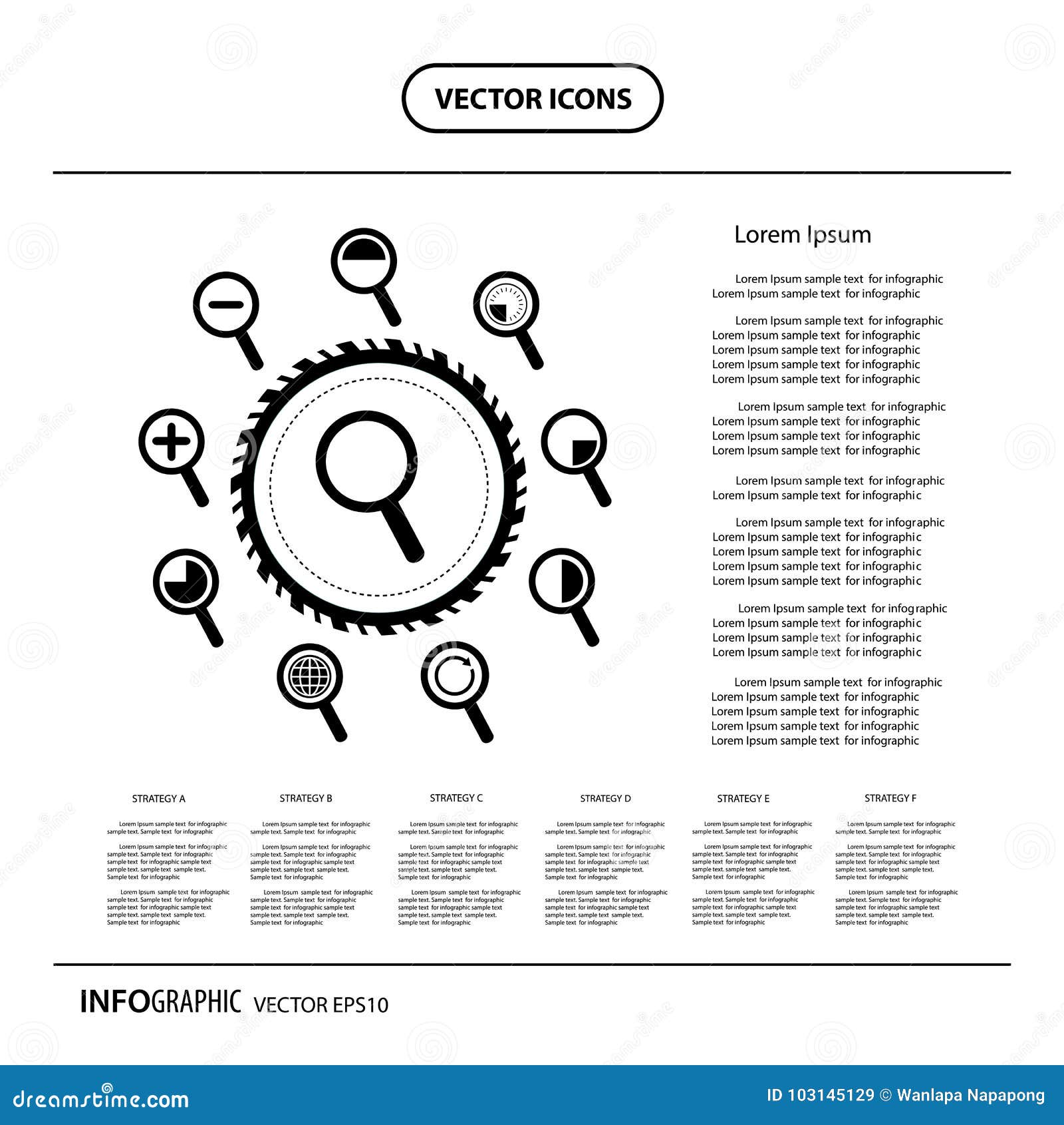 Magnification Icon for Searching Web Stock Vector - Illustration of ...
