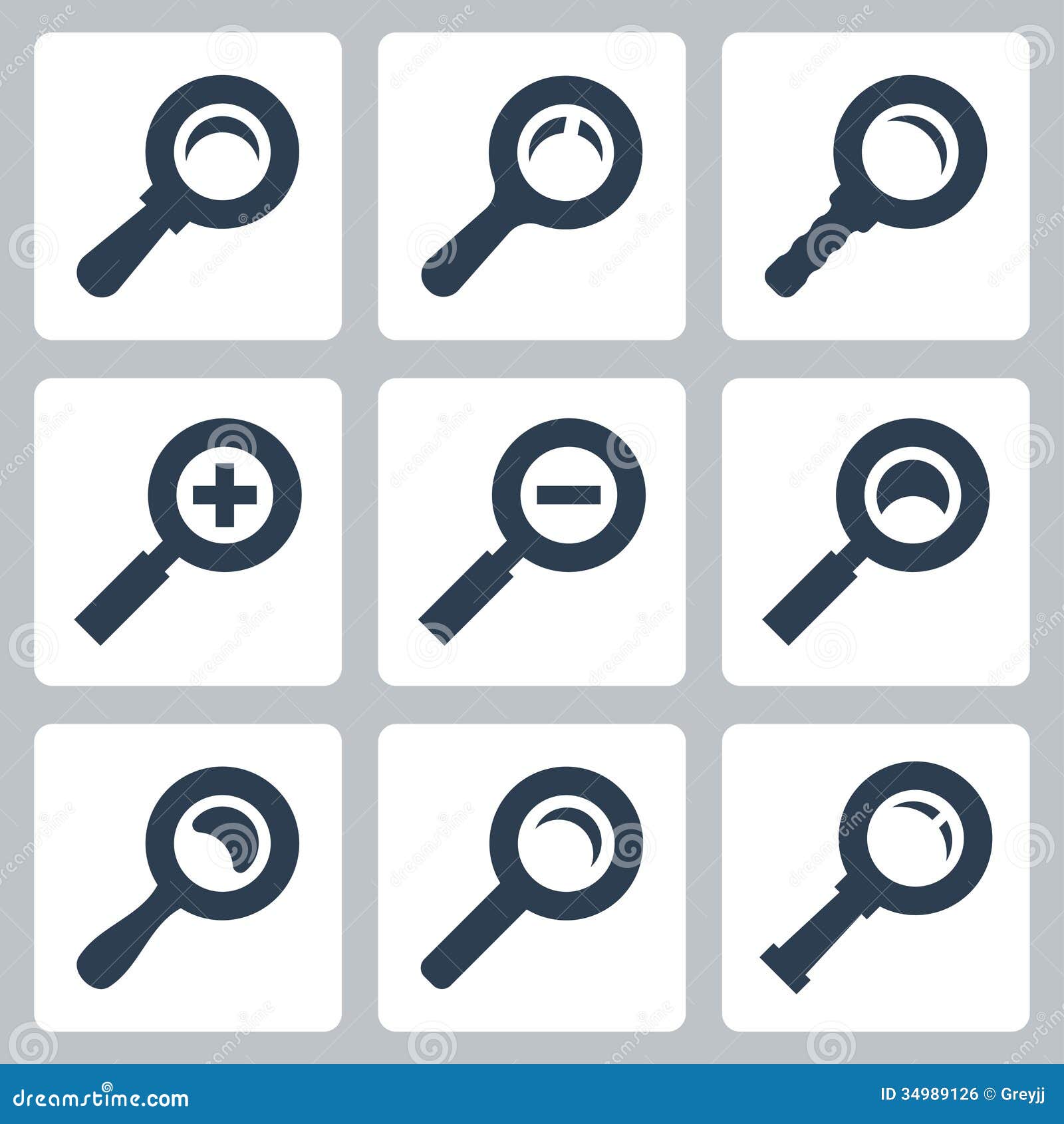 Vector Magnifier Glass Icons Set: Search, Zoom Stock Vector ...