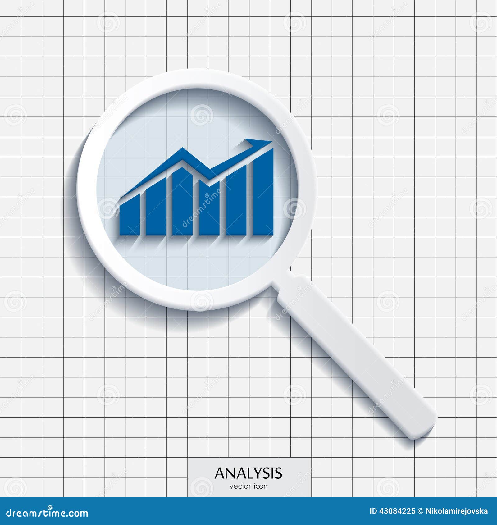 Vector Magnifying Glass with Analysis Icon. Stock Vector - Illustration ...