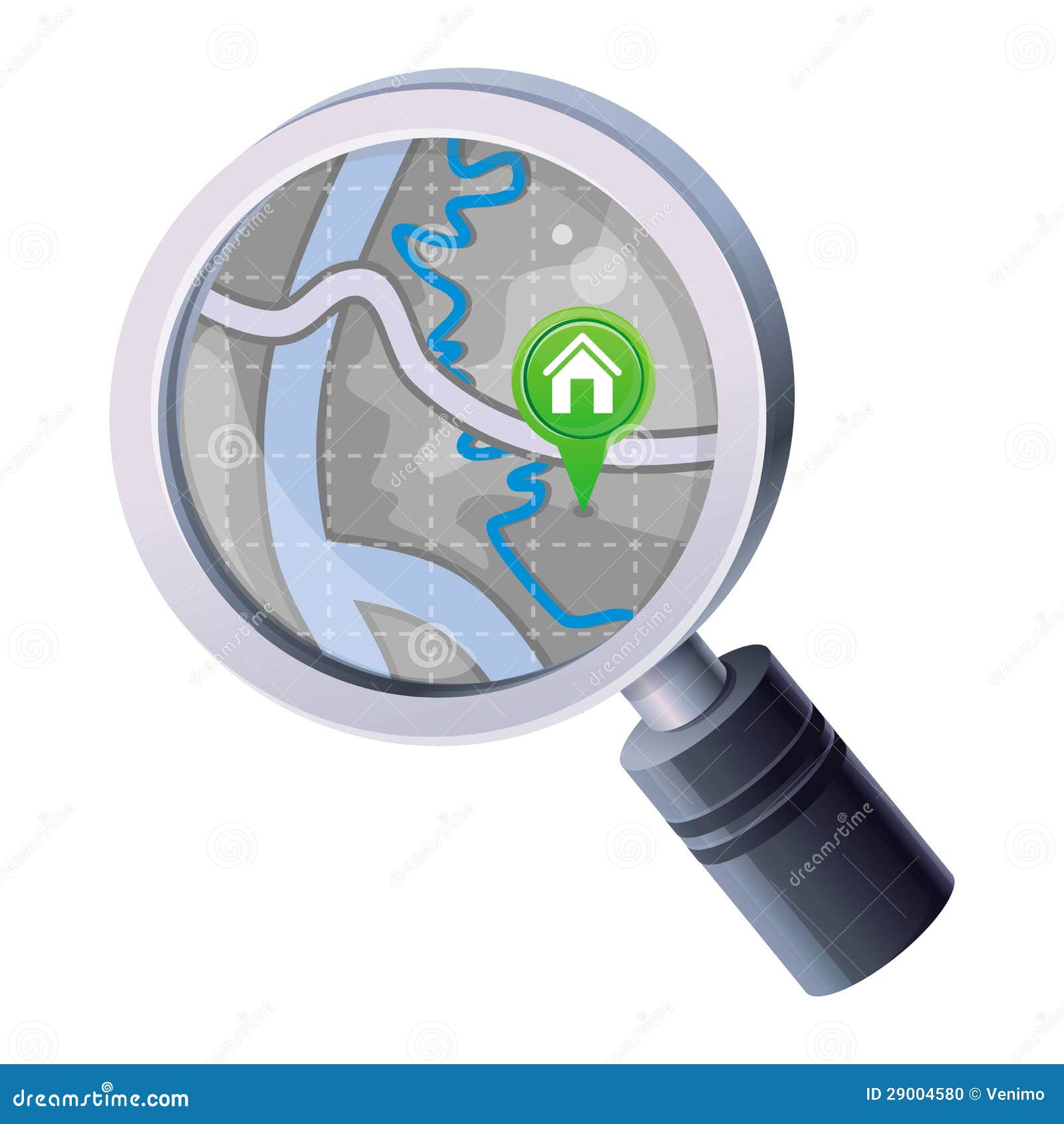 Vector Magnifying Glass with Map Concept Stock Vector - Illustration of ...
