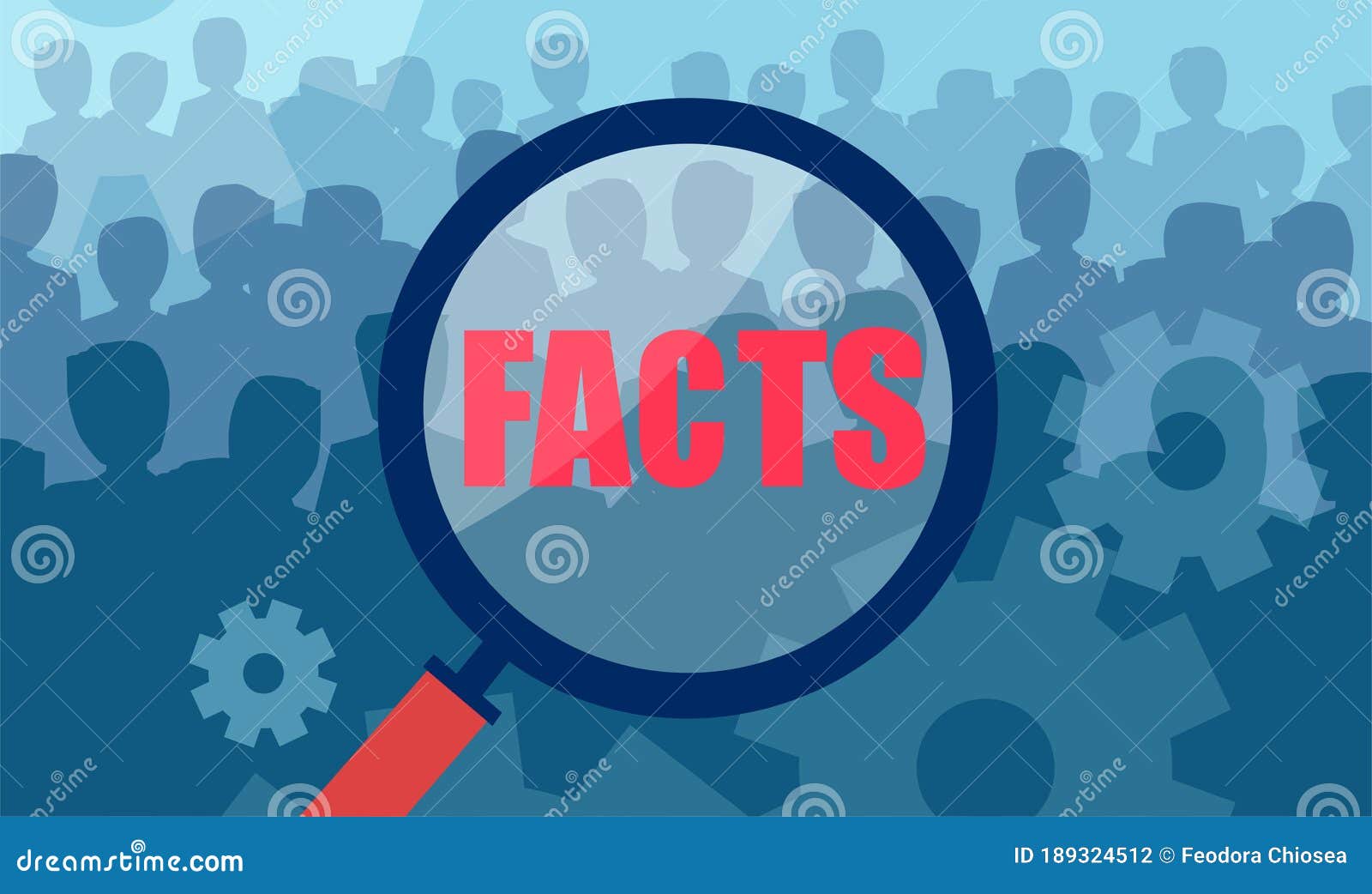 Vector of a Magnifying Glass Over Crowd of People in Search of Facts ...