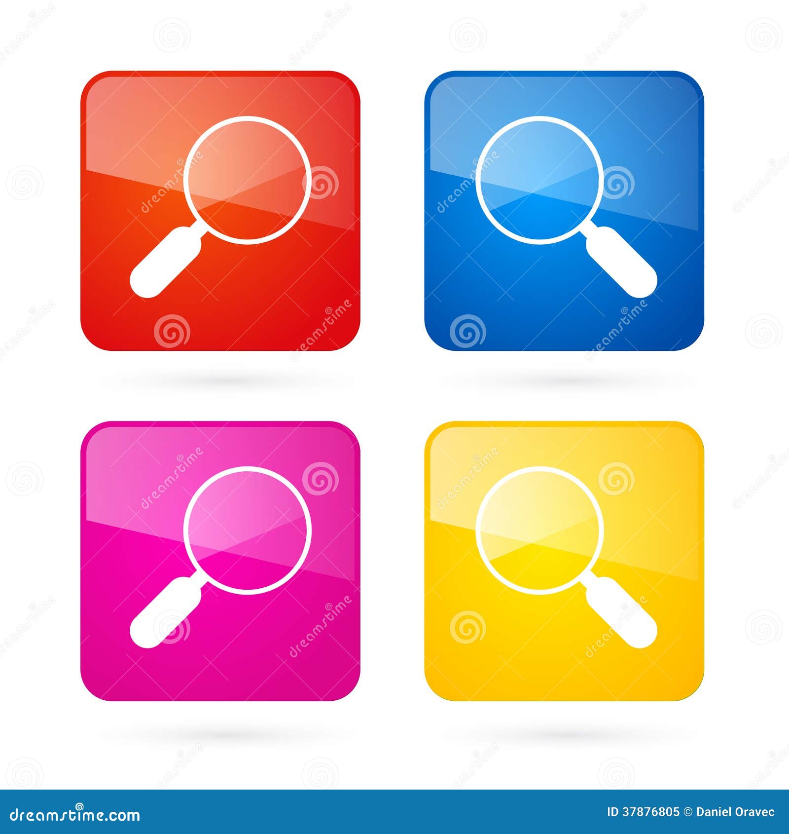 Vector Magnifying Glass Square Icons Set Stock Vector - Illustration of ...