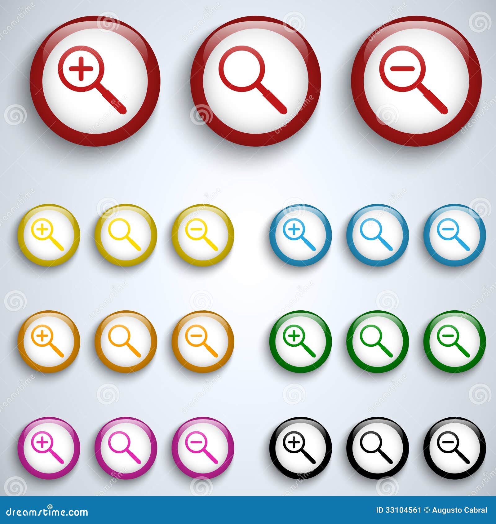 Vector - Magnifying Lens Button Set Icon Stock Vector - Illustration of ...