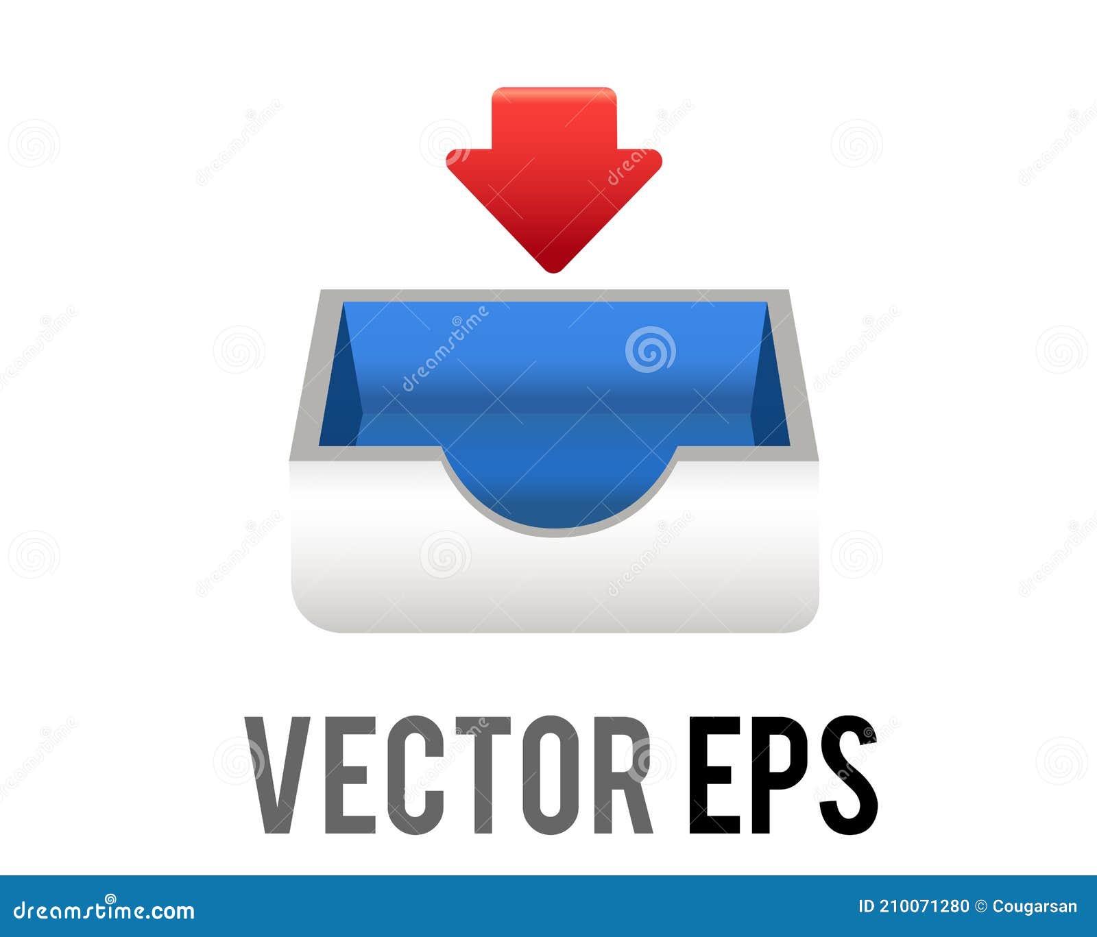 Vector Mail, Document Paper Tray Icon with Red Down Arrow for Email ...