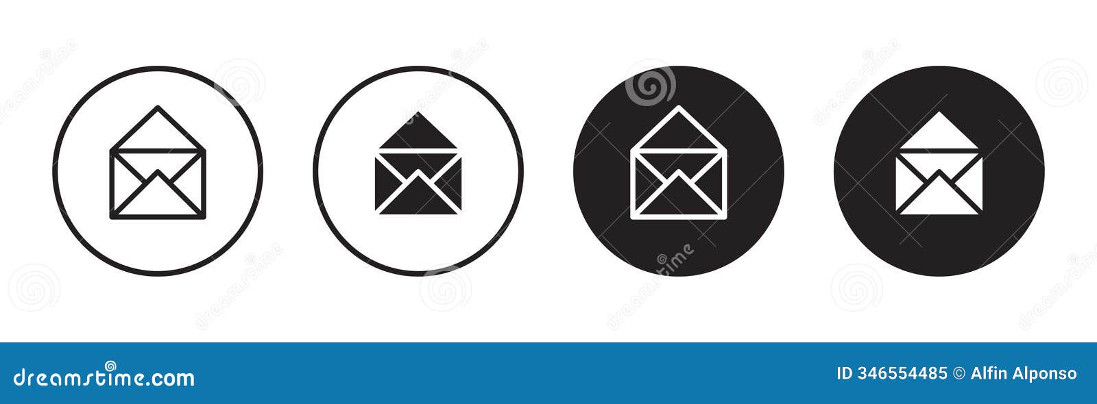 Vector Mail Icon Set in Circle. Email Icon Symbols Stock Illustration ...