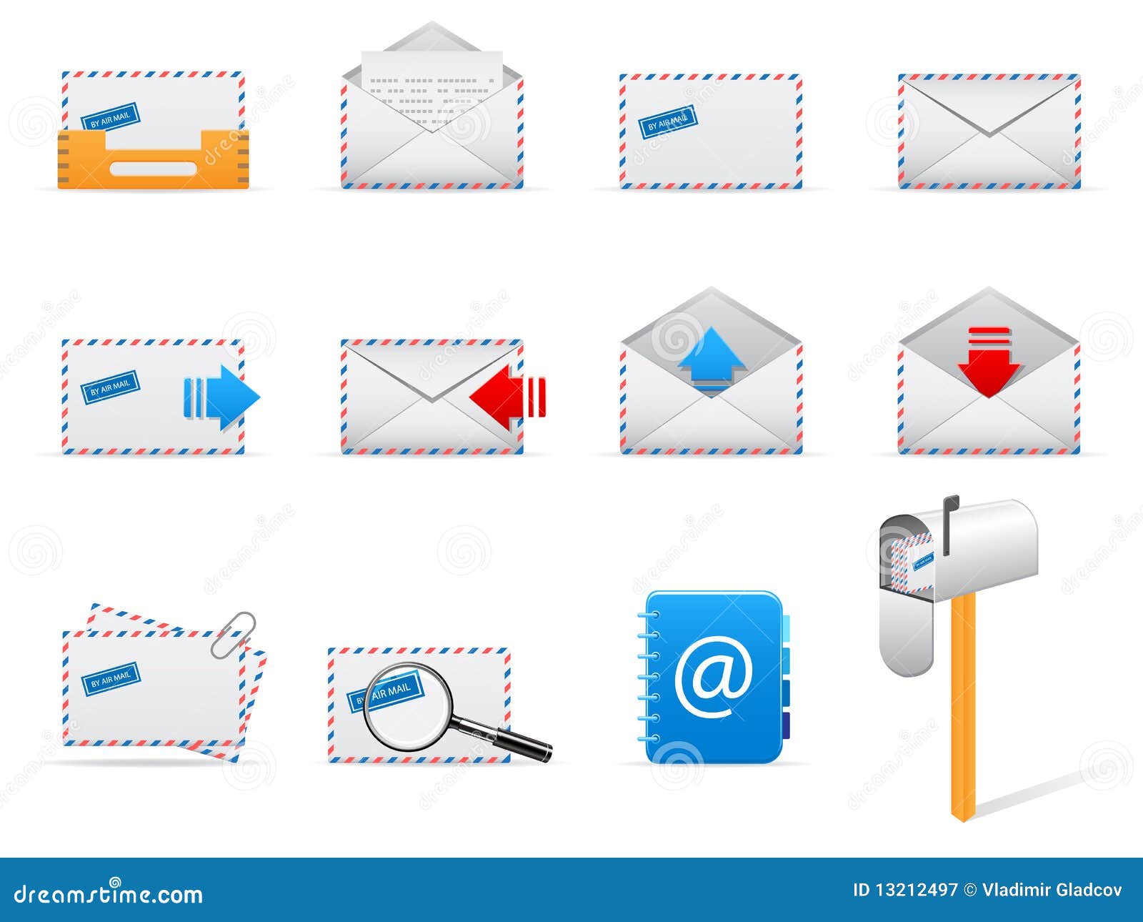 Vector mail icons stock vector. Illustration of open - 13212497