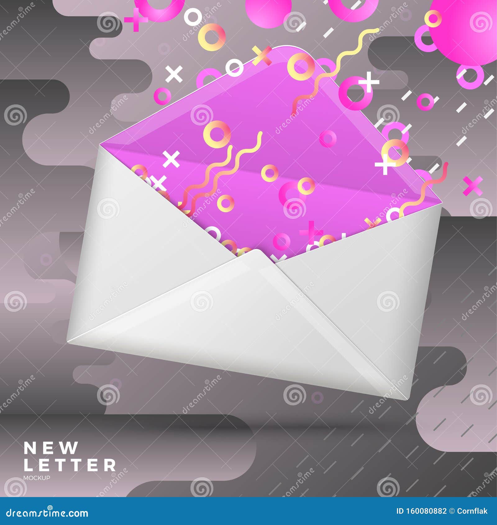 Vector Mail Mockup on Abstract Memphis Background Stock Vector ...
