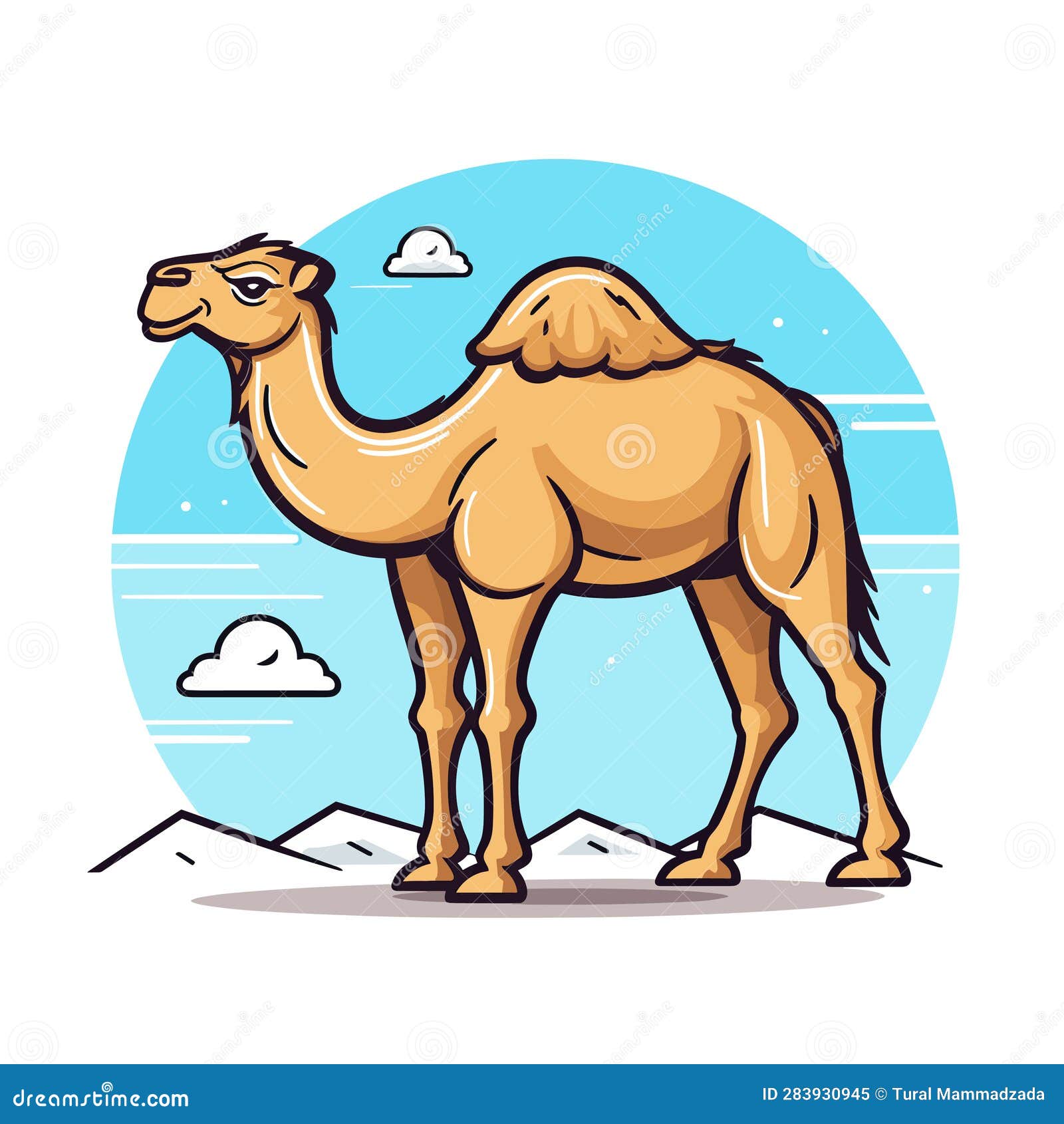 Vector of a Majestic Camel Standing Proudly on Top of a Mountain Stock ...