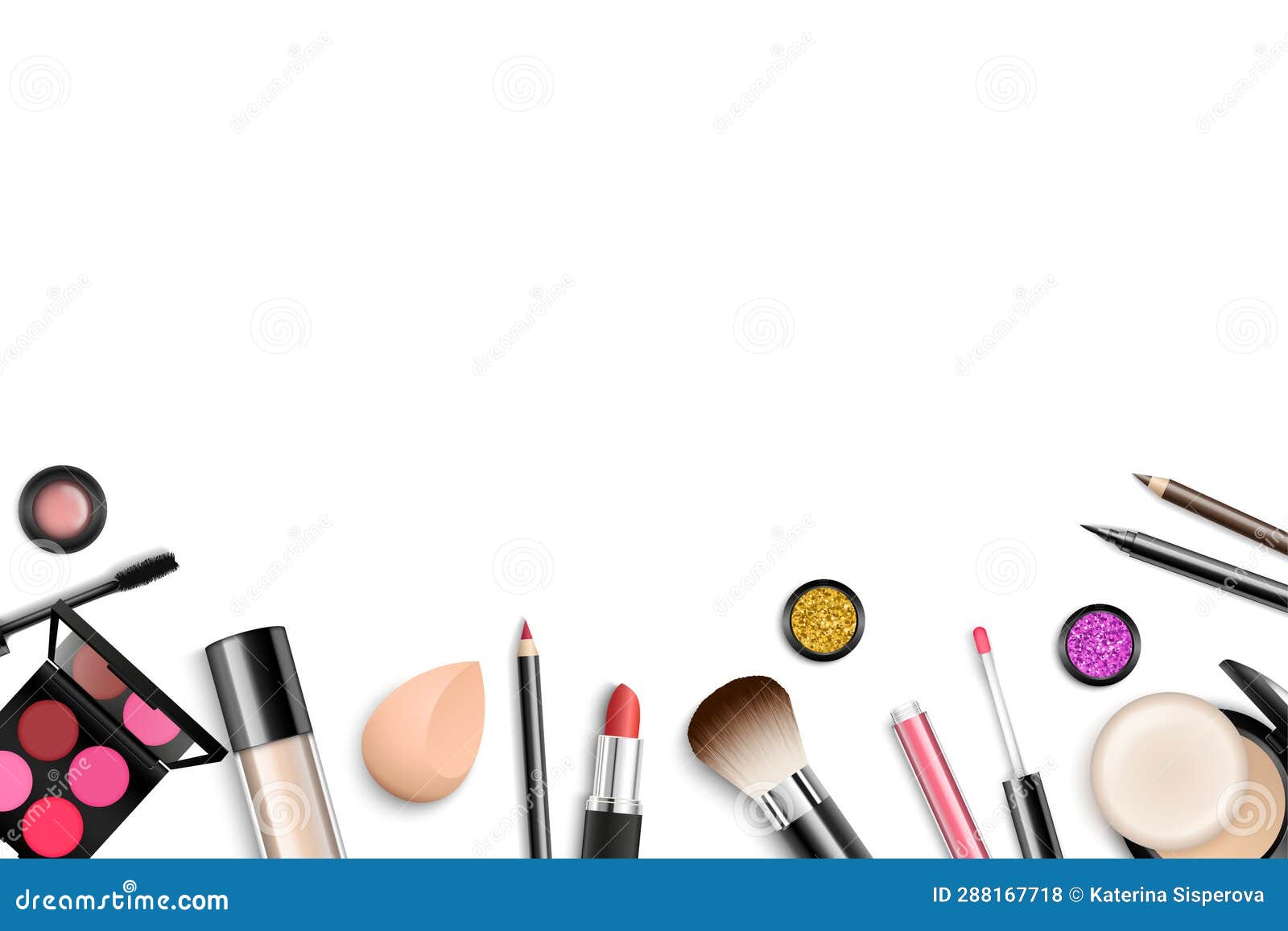 Vector Make-up Background with Space for Your Text and Cosmetic Tools ...