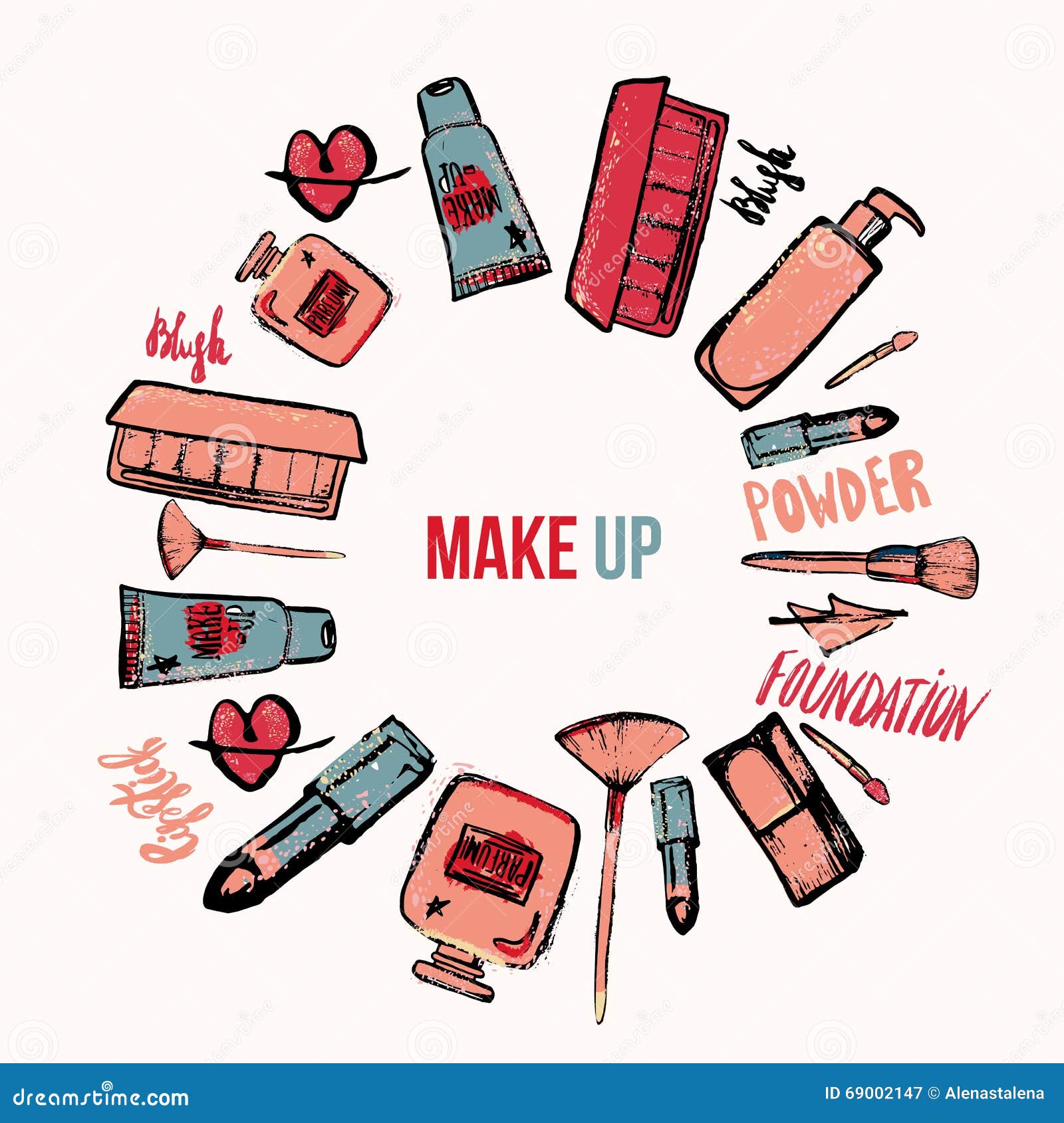 Vector Makeup Background. Glamorous Makeup Collection with Nail Polish ...