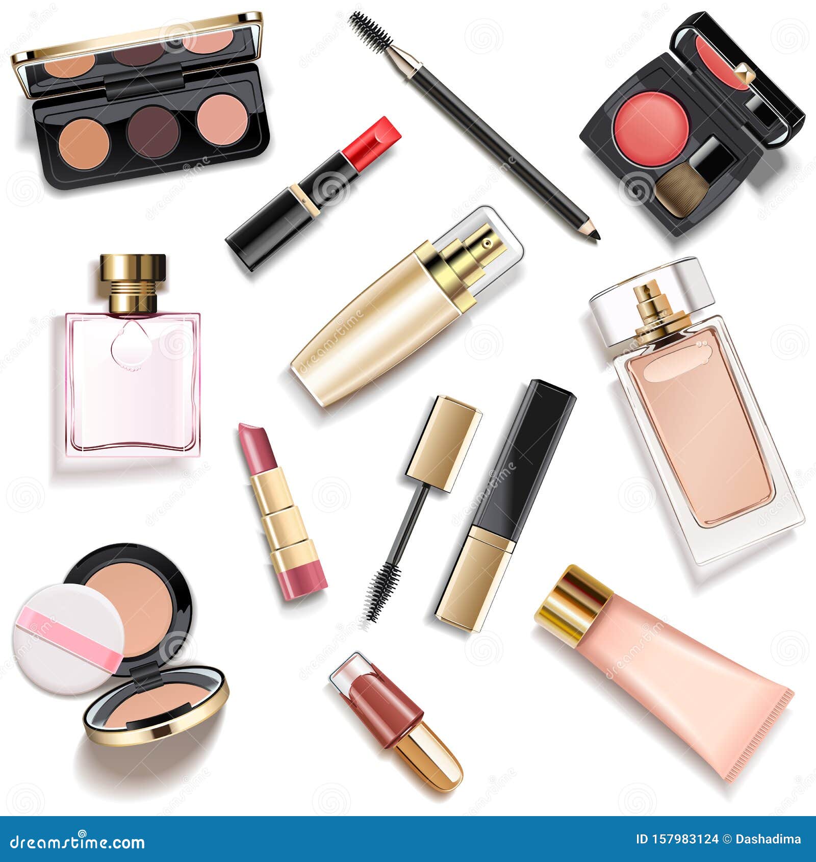 Vector Makeup Cosmetics Collection Stock Vector - Illustration of icon ...