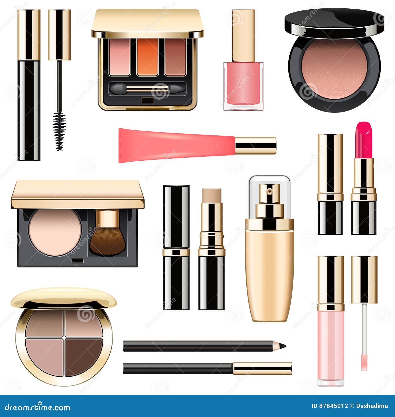 Vector Makeup Icons Set 3 stock vector. Illustration of beauty - 87845912