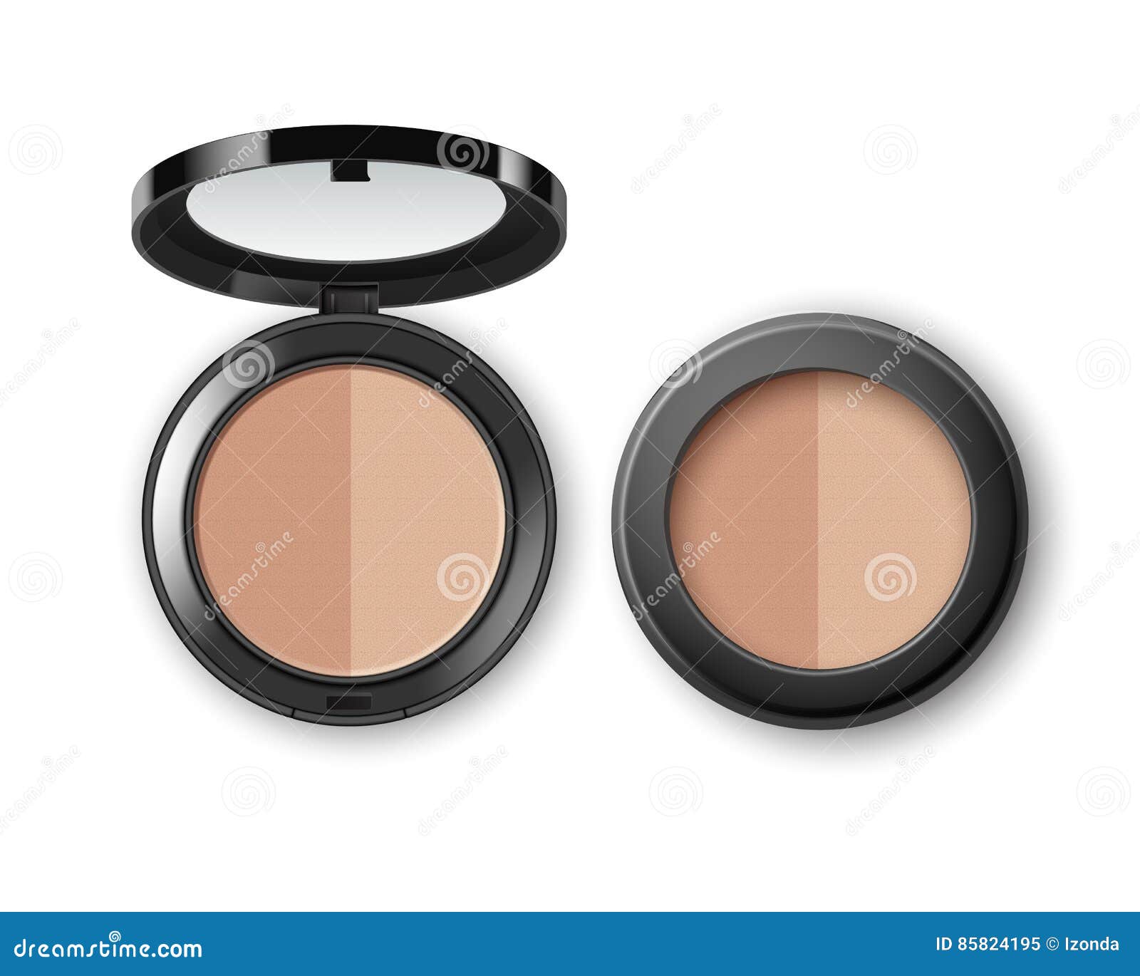 Vector Makeup Powder with Mirror on Background Stock Vector ...