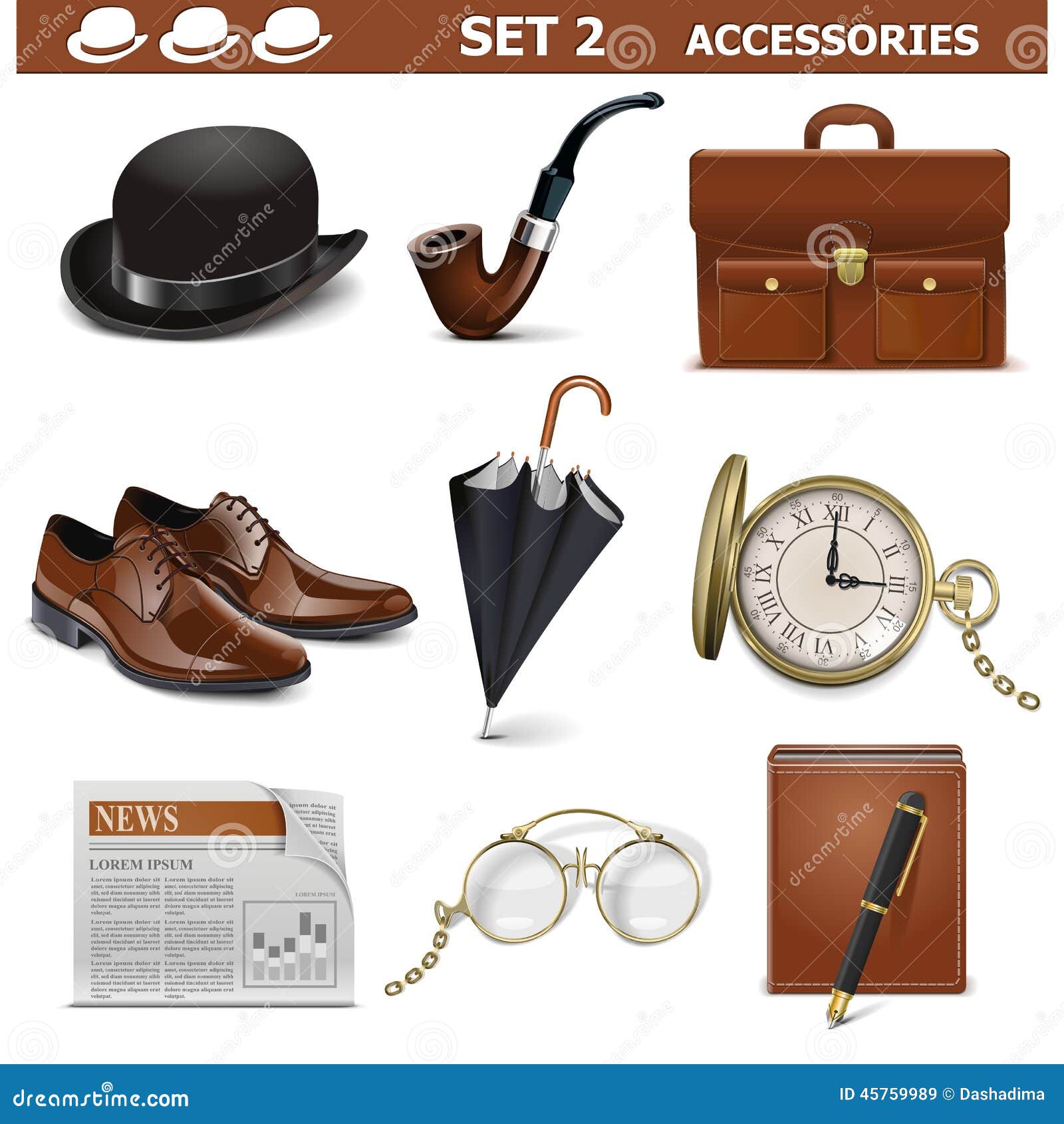 Vector Male Accessories Set 2 Stock Vector - Illustration of leather ...