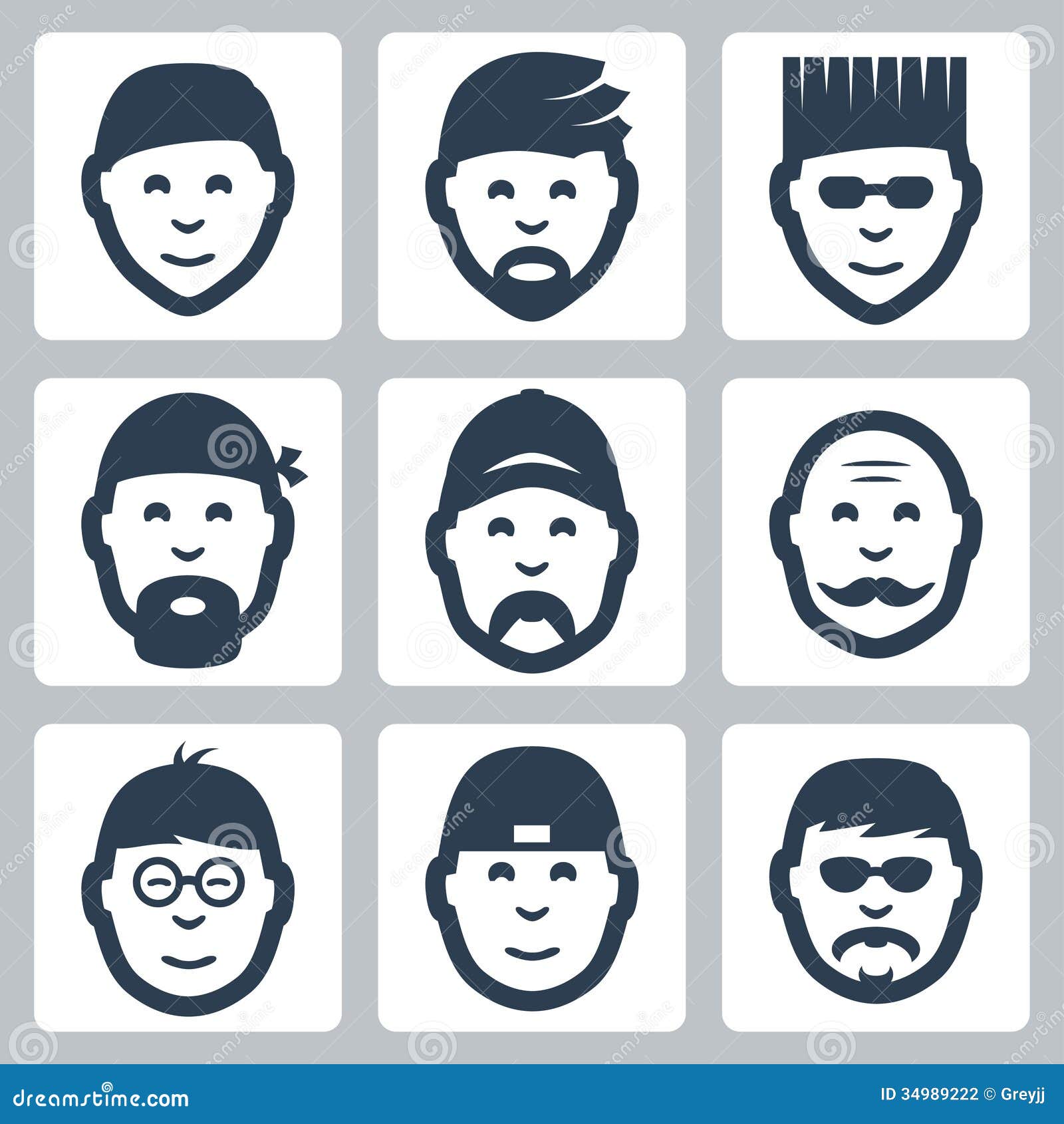 Vector Male Faces Icons Set Stock Vector - Illustration of mister, face ...