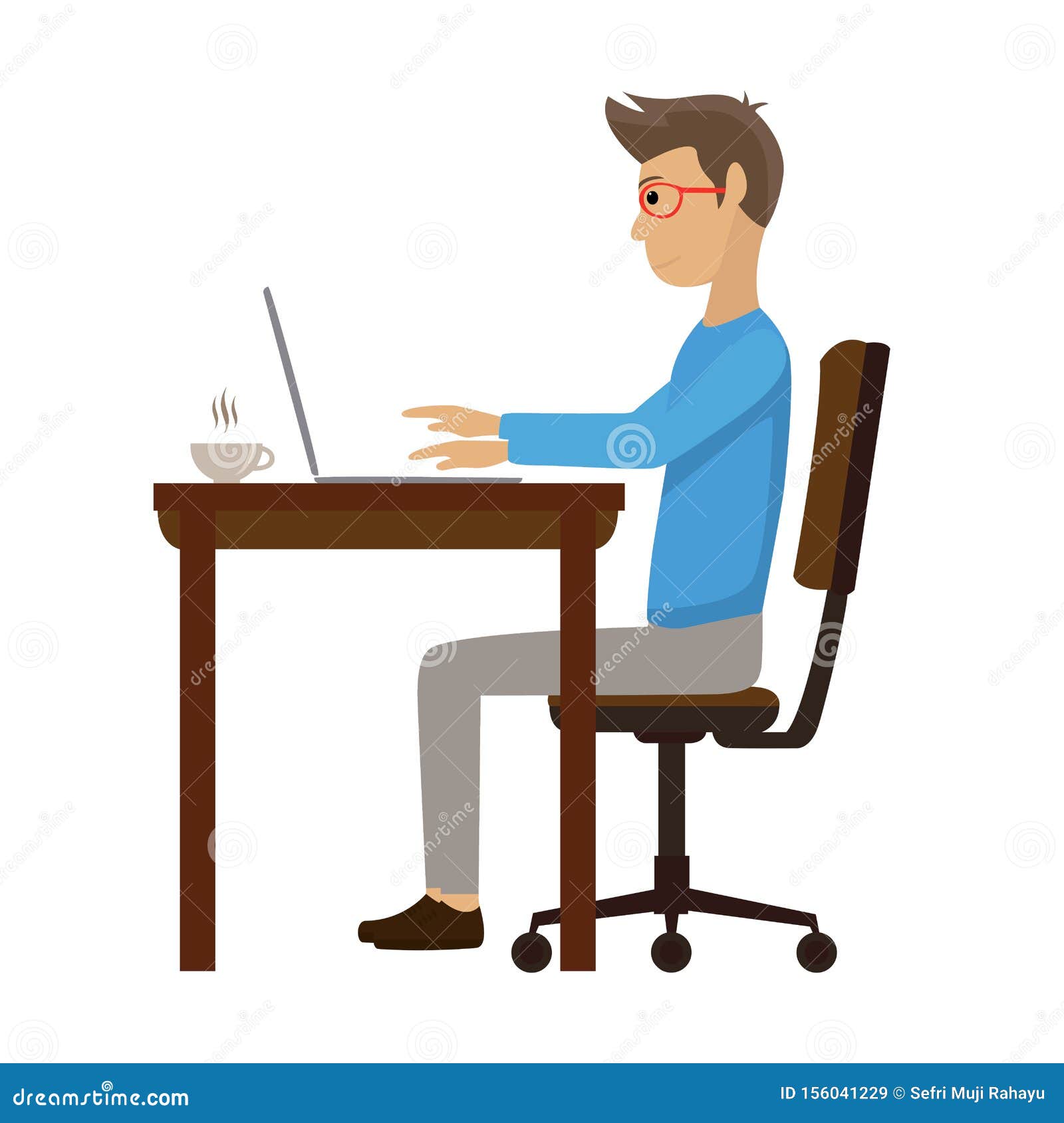Vector of Male Office Workers Who are always Happy Stock Illustration ...