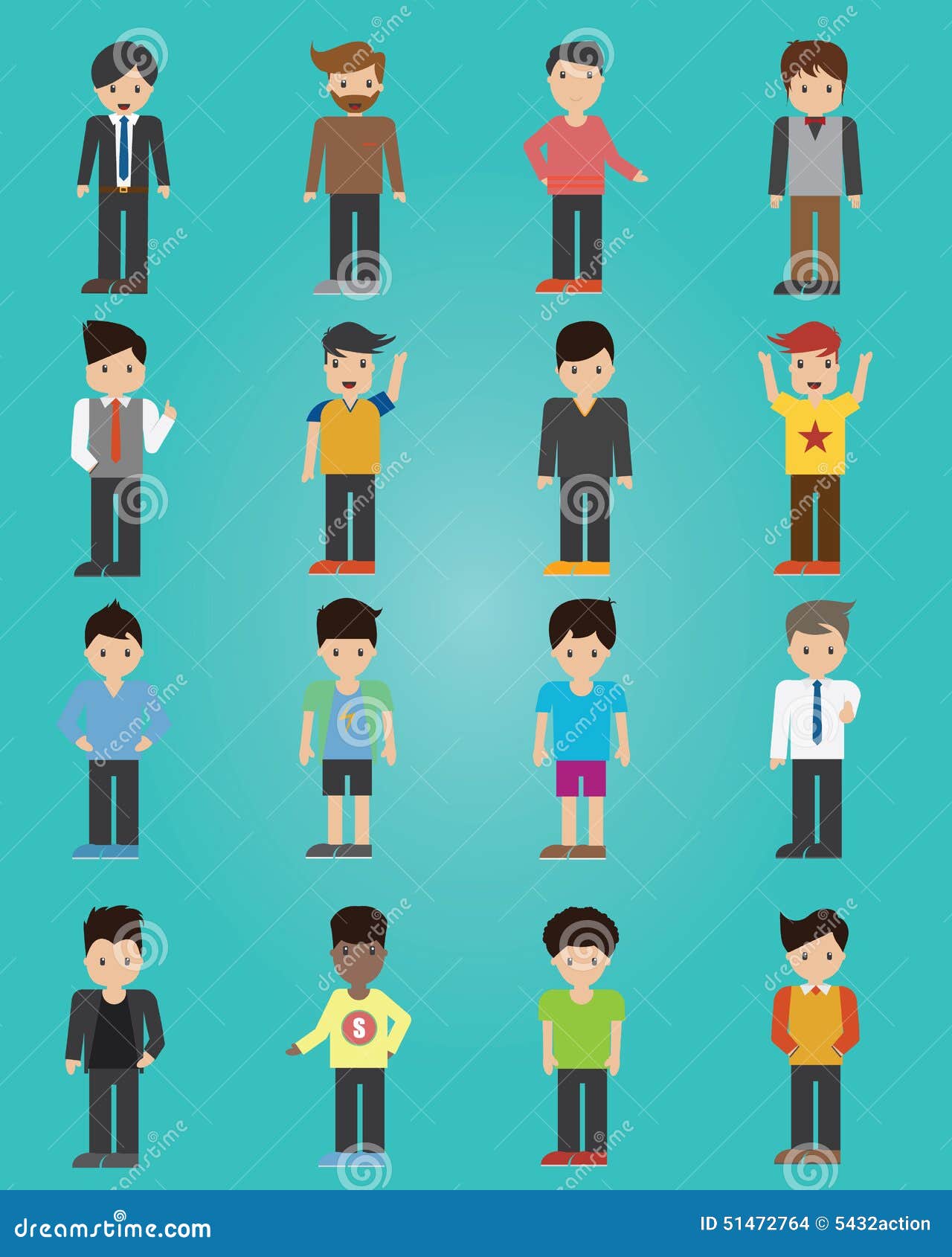 Vector of Man Characters Poses Set. Stock Vector - Illustration of ...