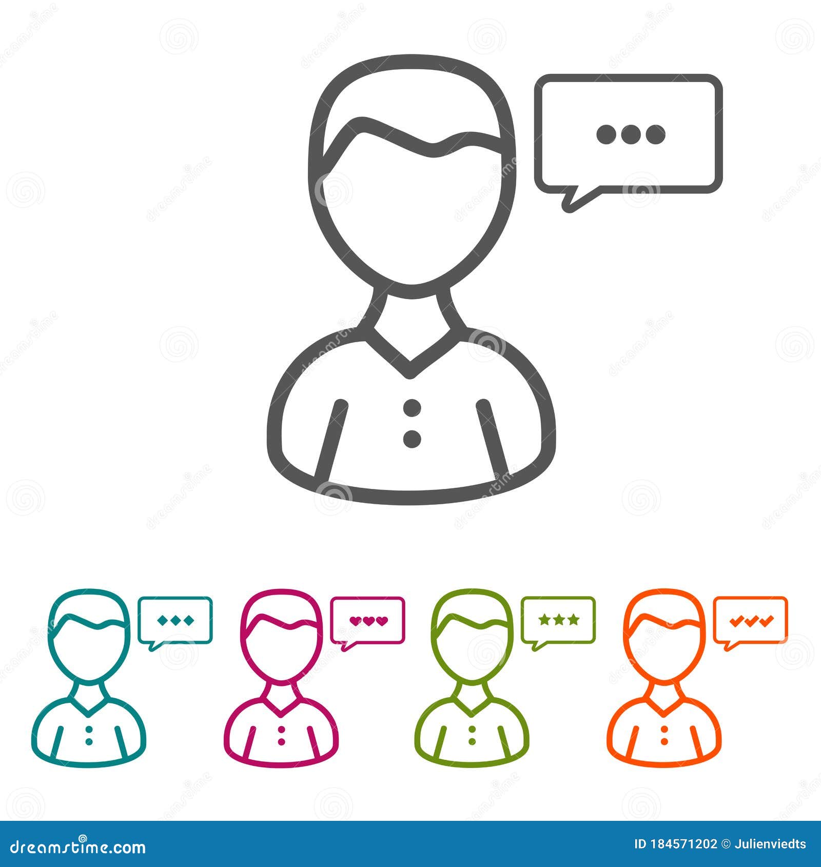 Man Chat Icons in Thin Line Style and Flat Design Stock Illustration ...