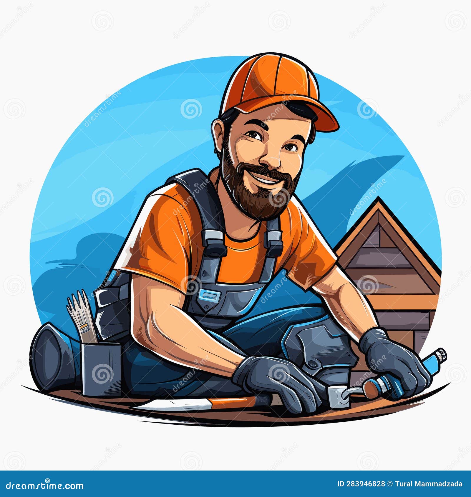 Vector of a Man Crafting Woodwork with Dedication and Focus Stock ...