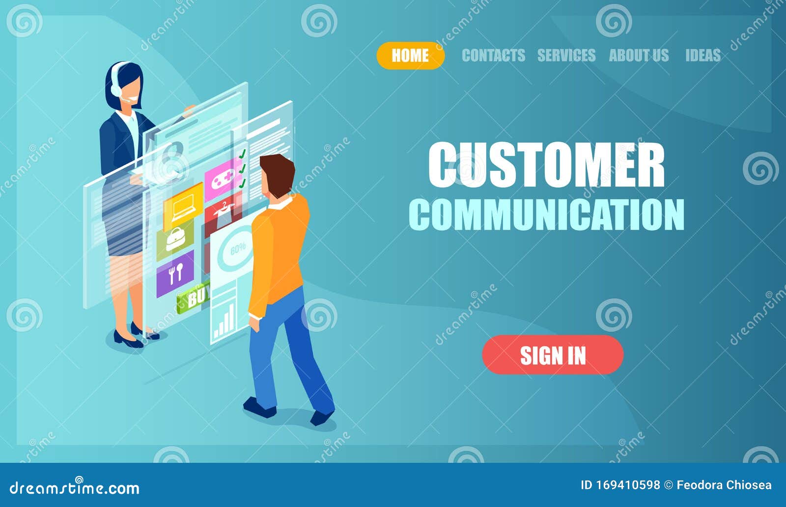 Vector of a Customer Managing His Online Profile in a Mobile ...