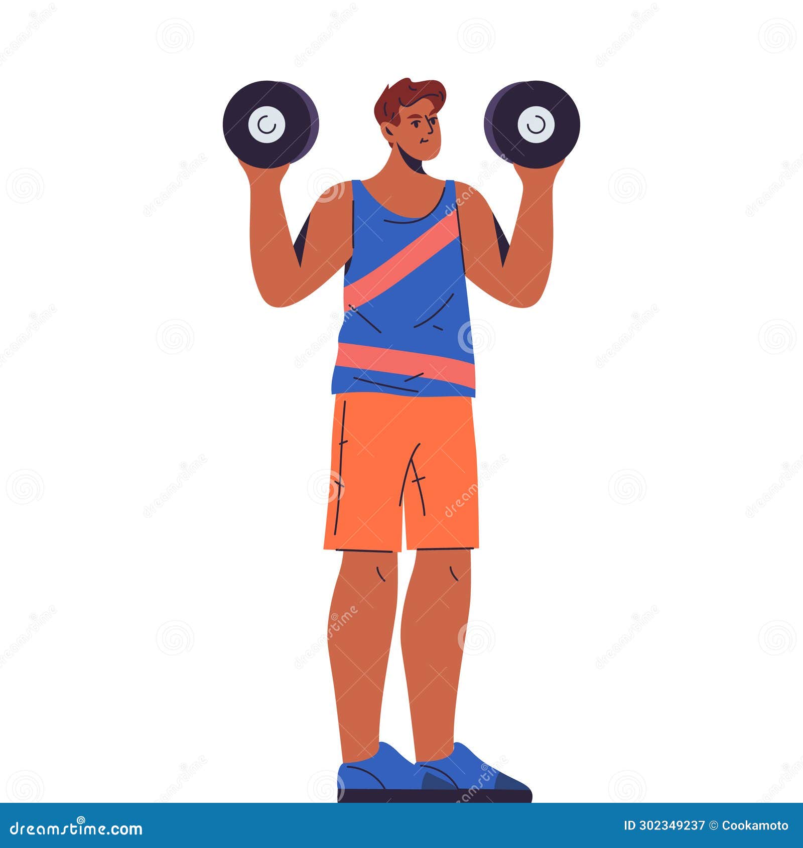 Vector Man Doing Arm Exercise with Dumbbell Stock Vector - Illustration ...