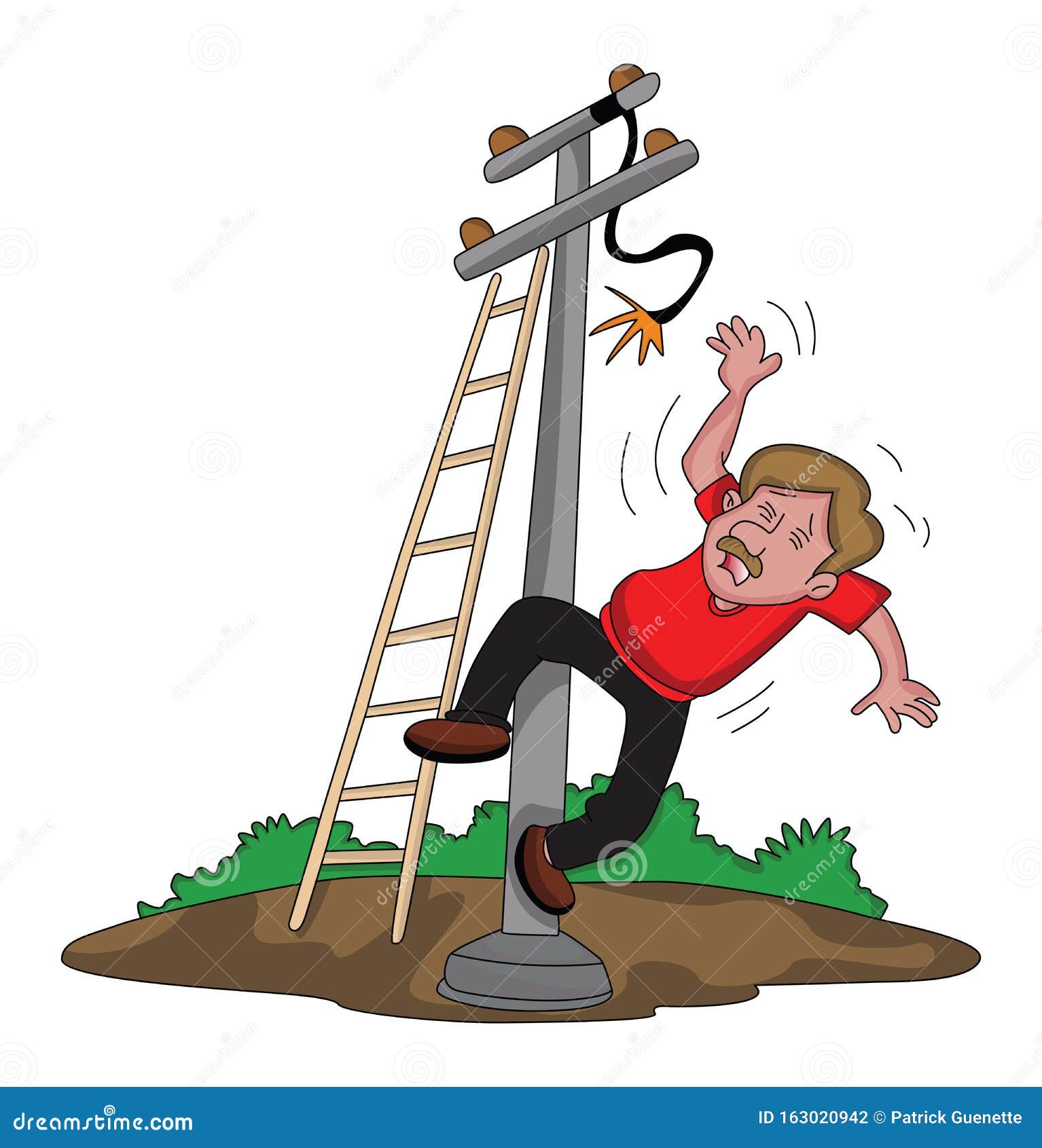Vector of Man Falling from Ladder after an Electric Shock Stock Vector ...