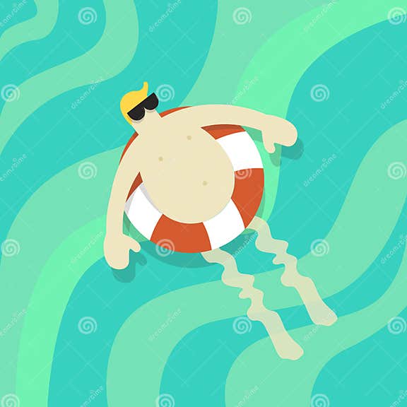 Vector of a Man Floating in the Water Stock Vector - Illustration of ...