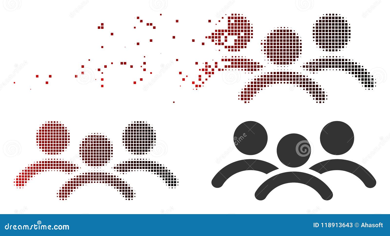 Dispersed Pixel Halftone Man Group Icon Stock Vector - Illustration of ...
