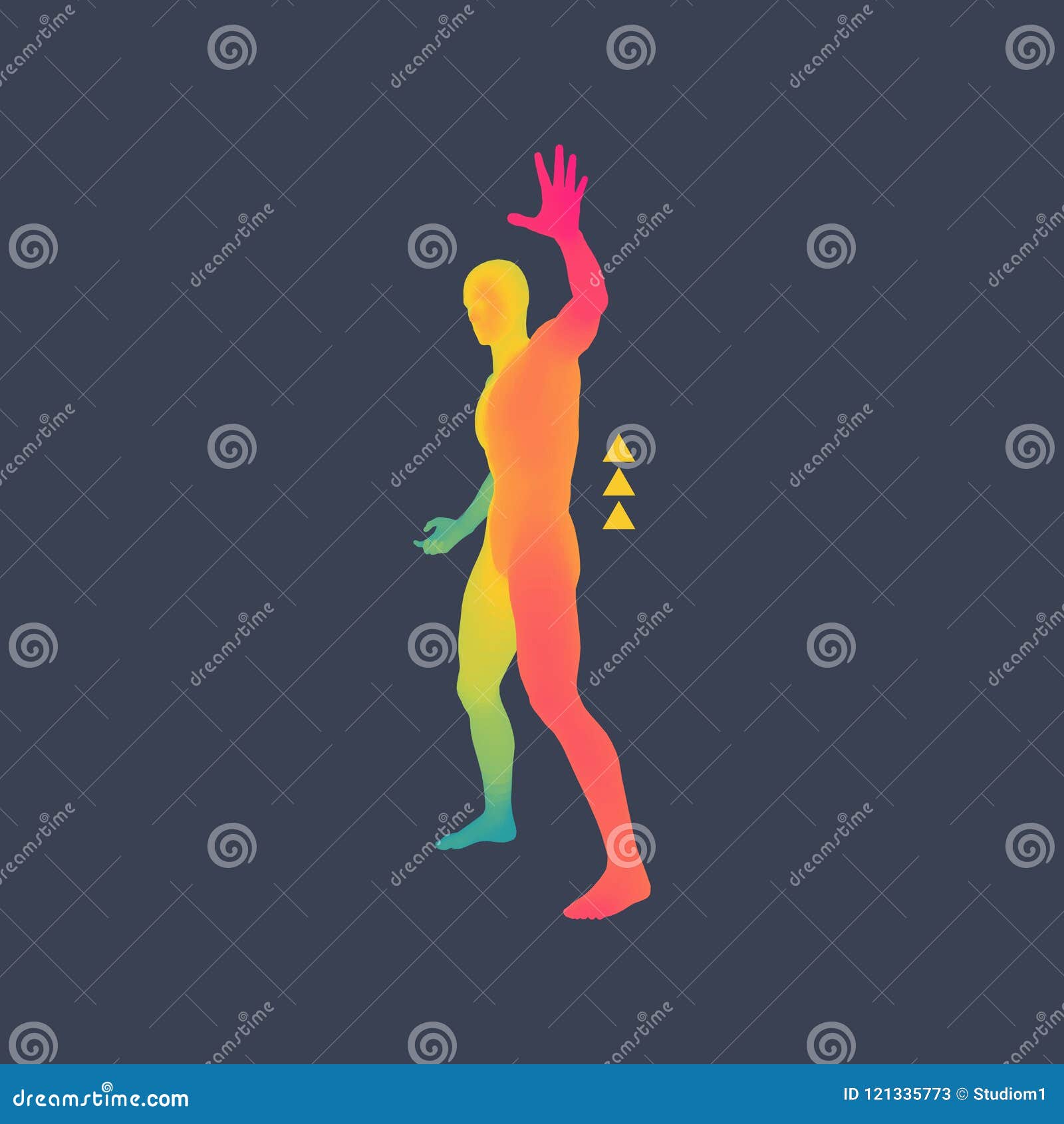 Vector Man with Hand Up To Stop. Human Showing Stop Gesture. 3D Model ...