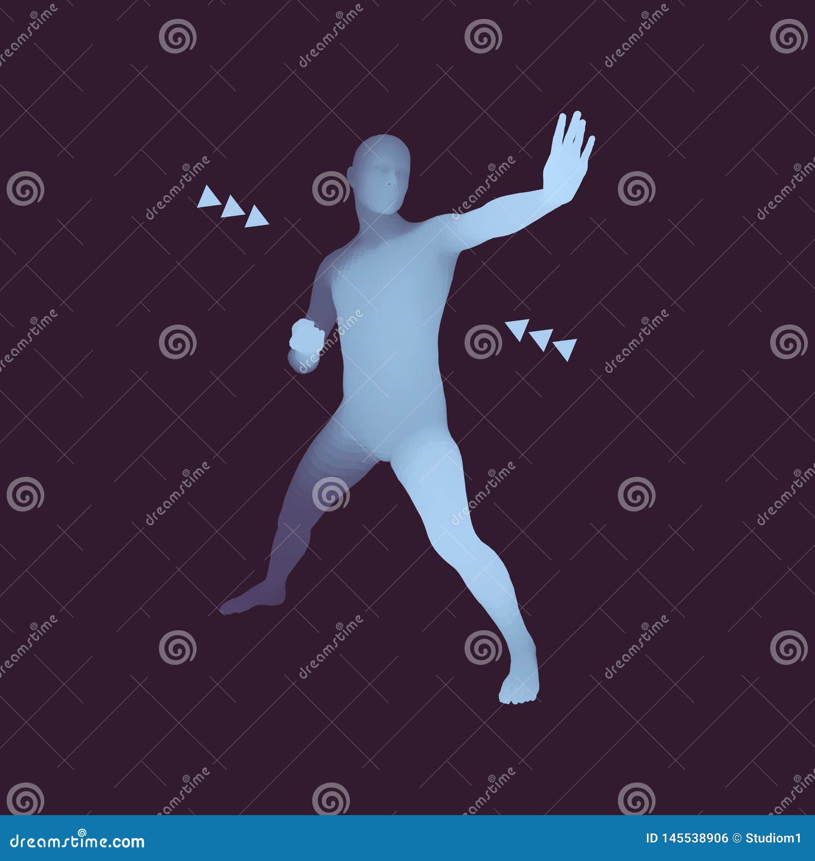 Vector Man with Hand Up To Stop. Human Showing Stop Gesture. 3D Model ...