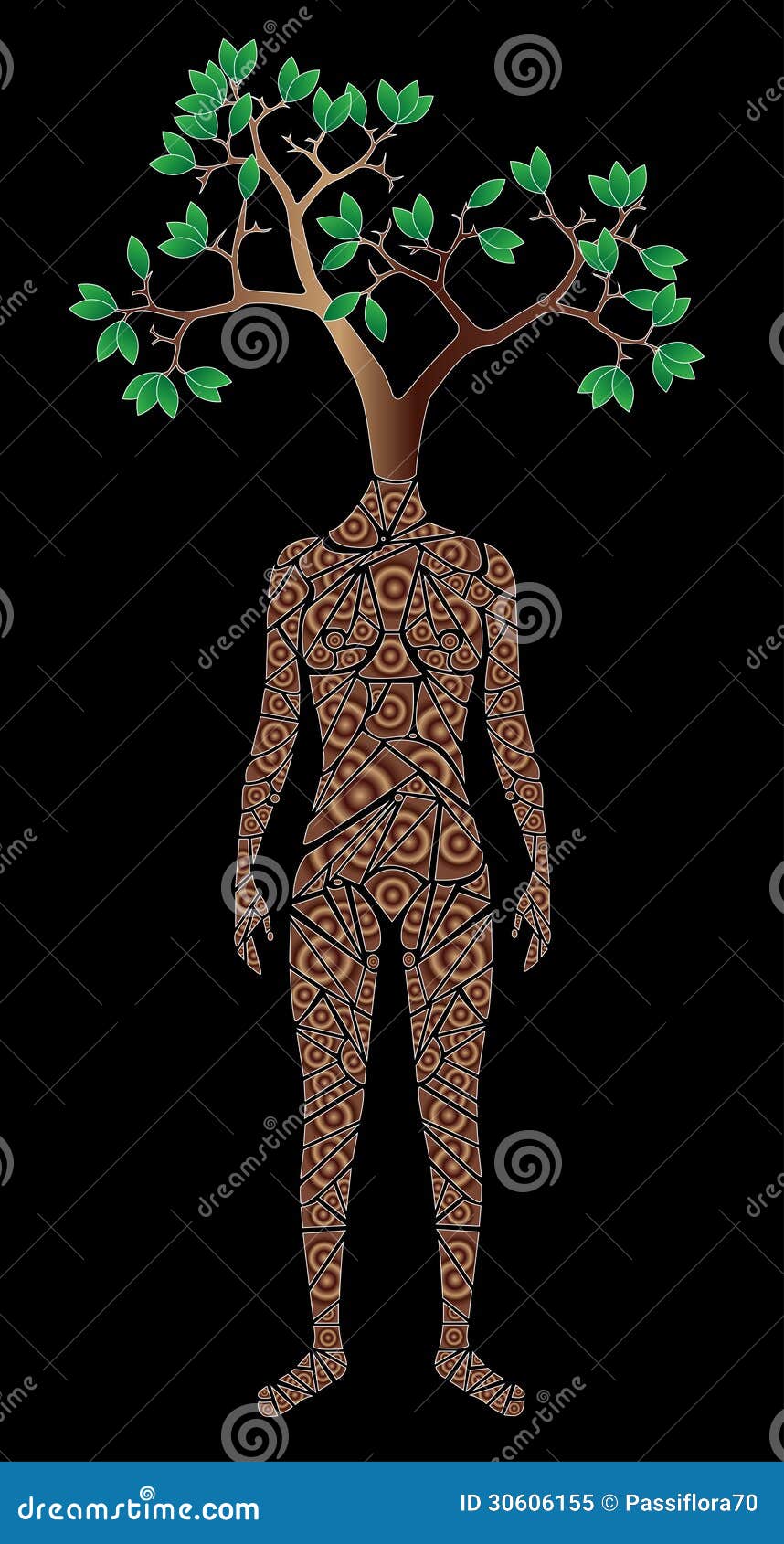 Vector Man with the Head of Tree Stock Illustration - Illustration of ...