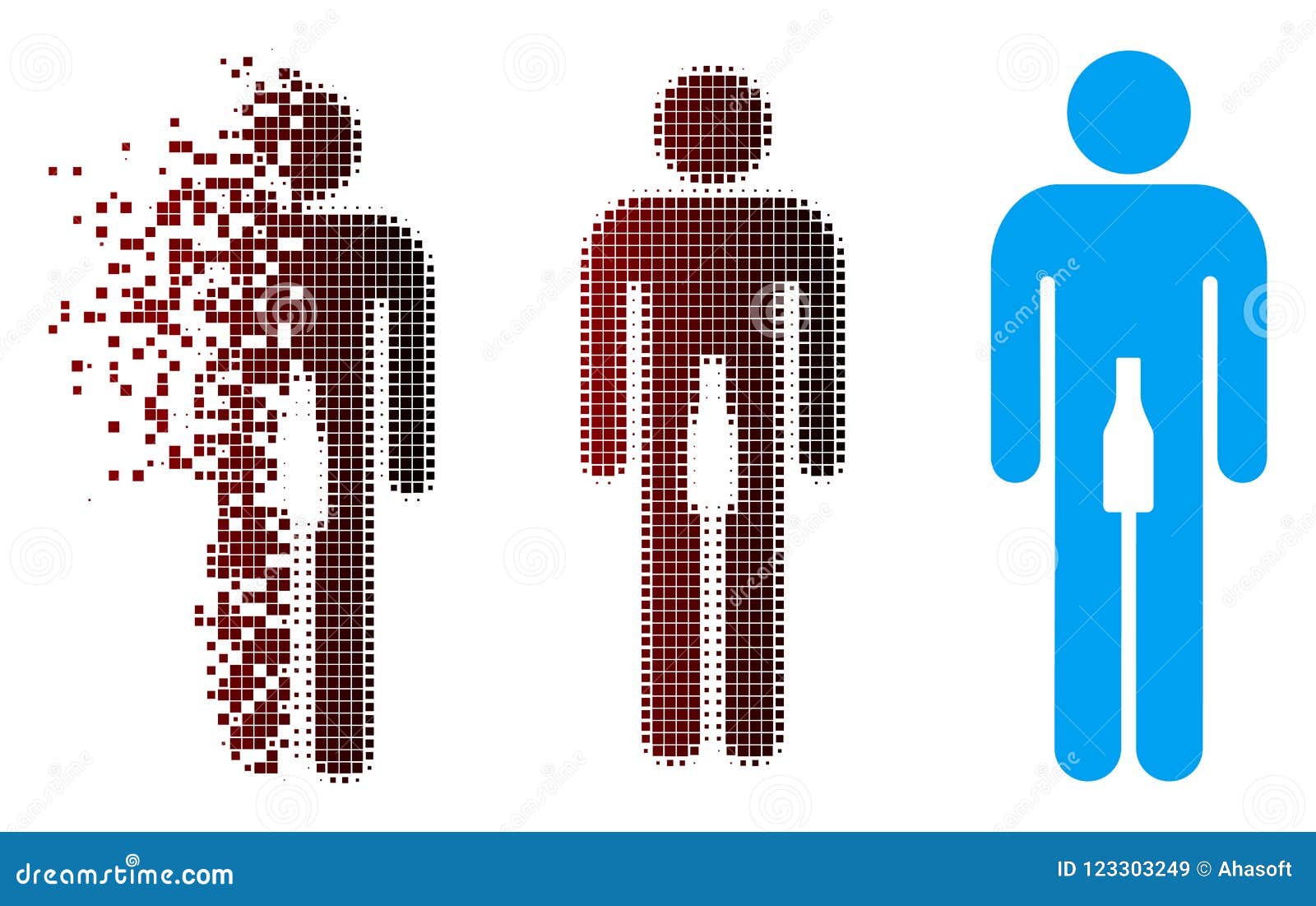 Damaged Pixel Halftone Man Icon Stock Vector - Illustration of ...