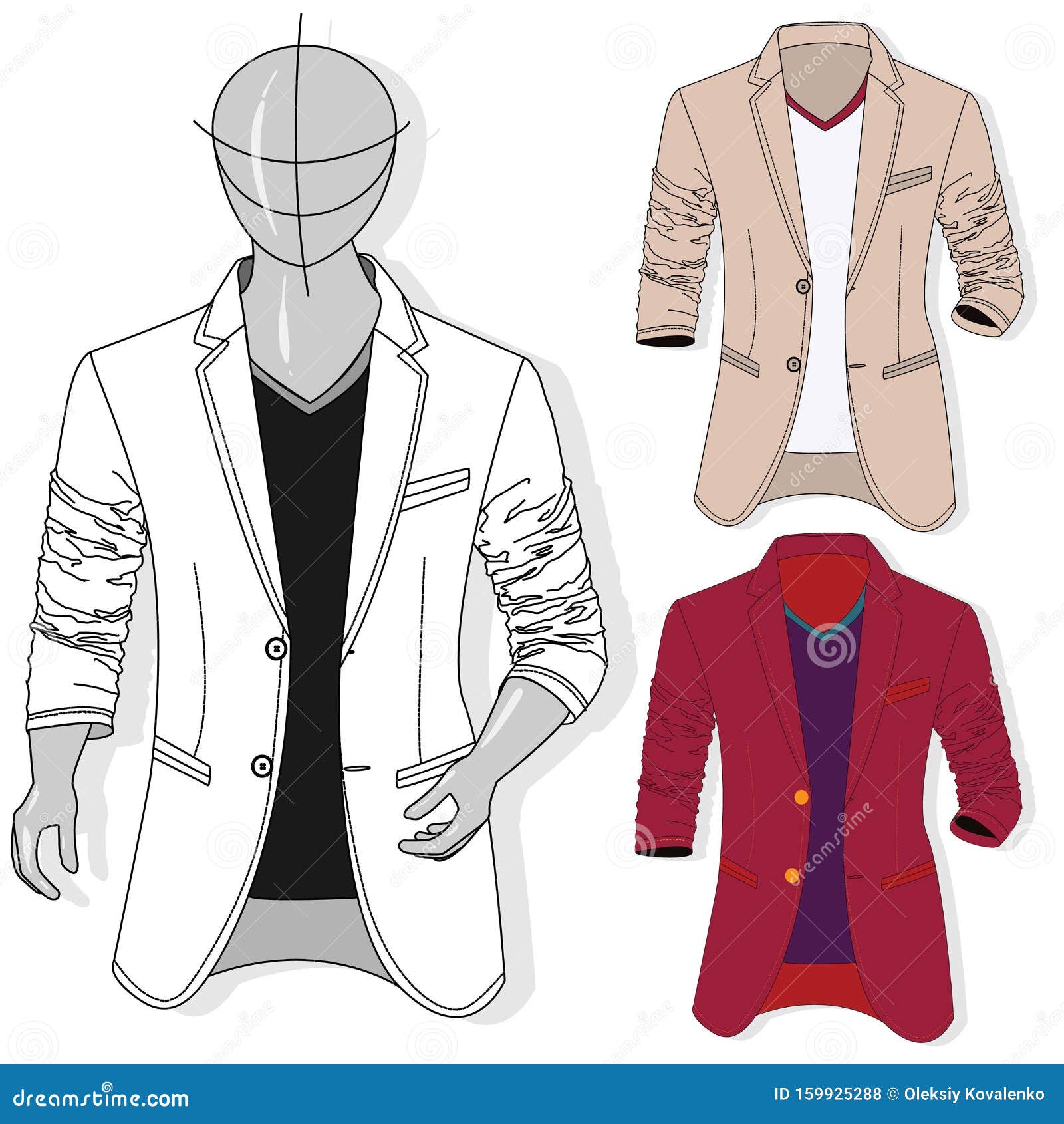 Vector Man Jacket Illustration Set Fashion Clothes Collection Stock