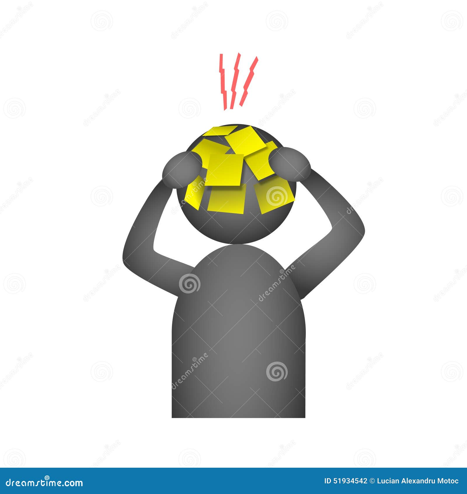 Vector Man with Many Sticky Notes on His Head. Stock Vector ...