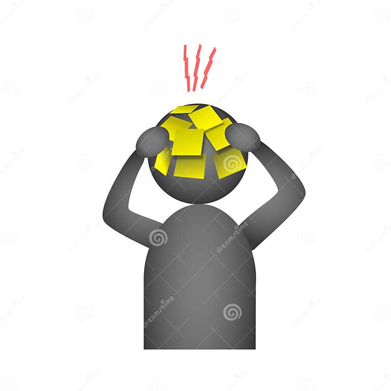 Vector Man with Many Sticky Notes on His Head. Stock Vector ...