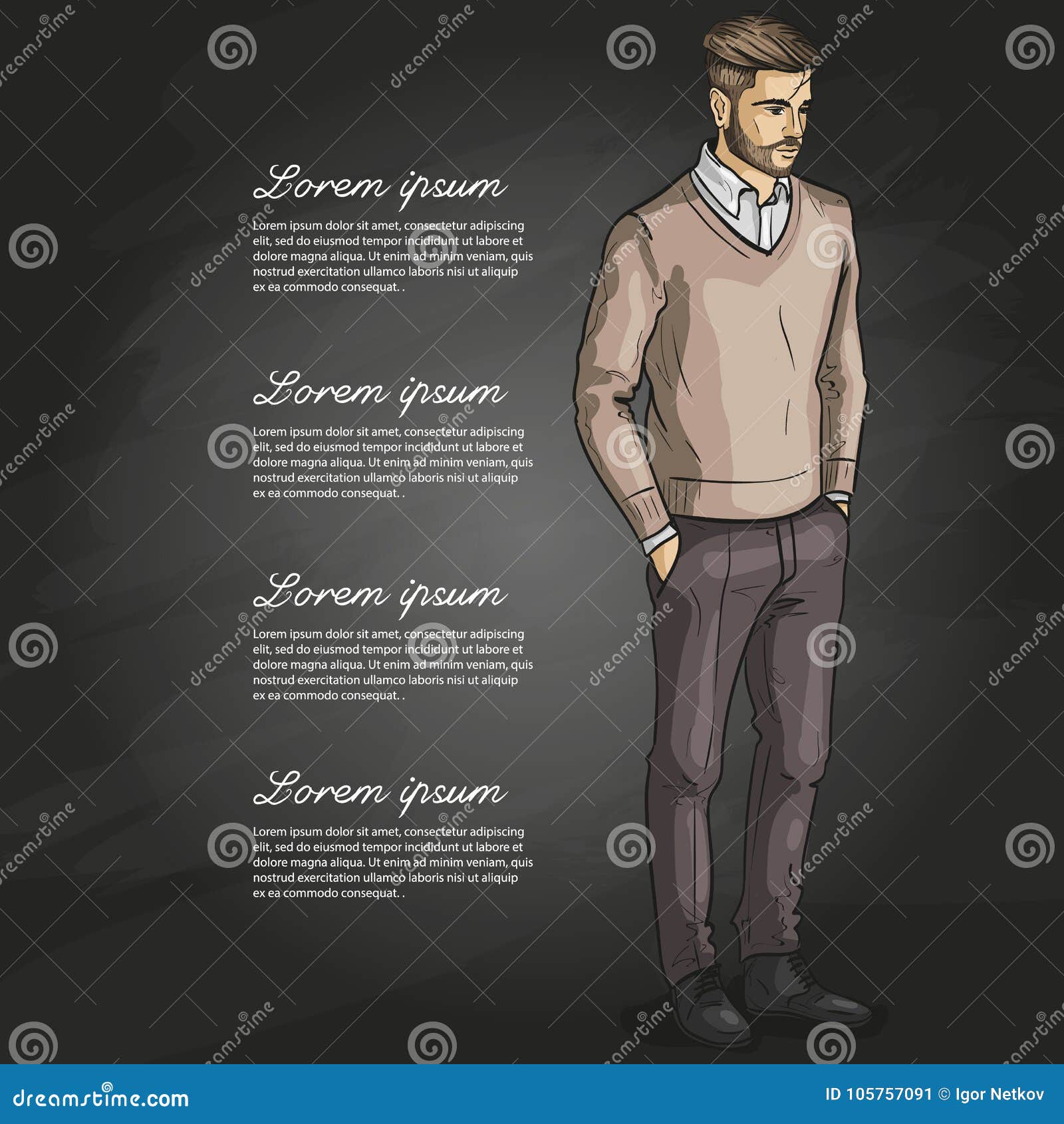 Vector man model stock vector. Illustration of garment - 105757091