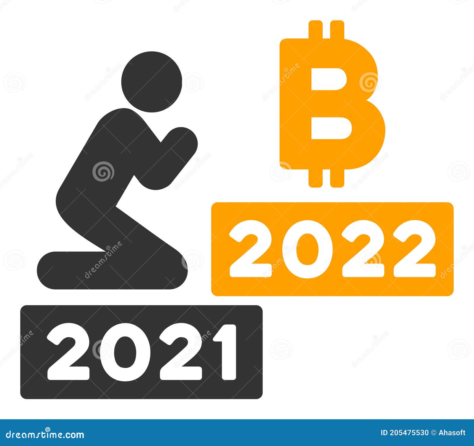 Man Pray Bitcoin 2022 Vector Flat Icon Stock Illustration ...
