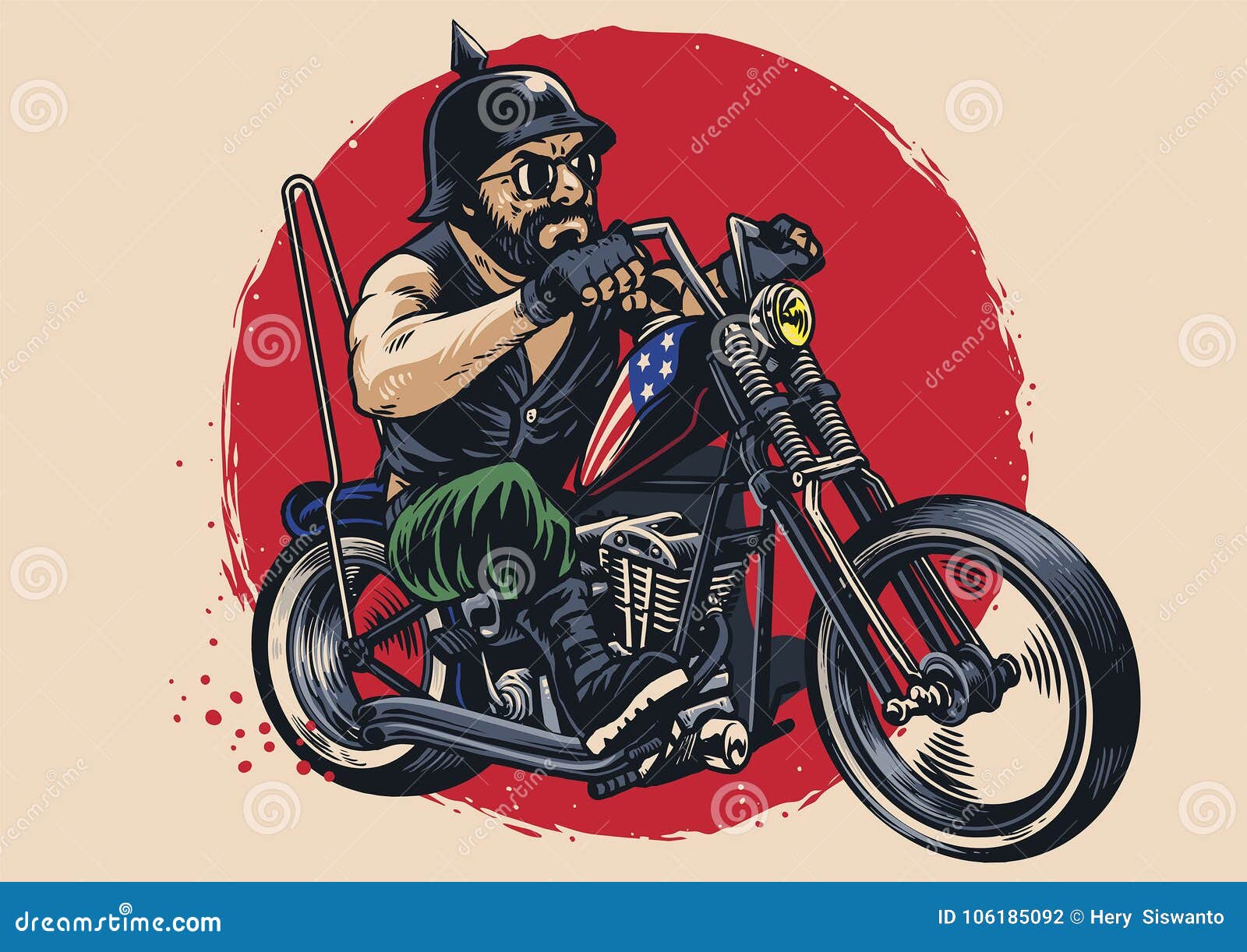 Man Riding a Chopper Motorcycle Stock Vector - Illustration of outlaw ...