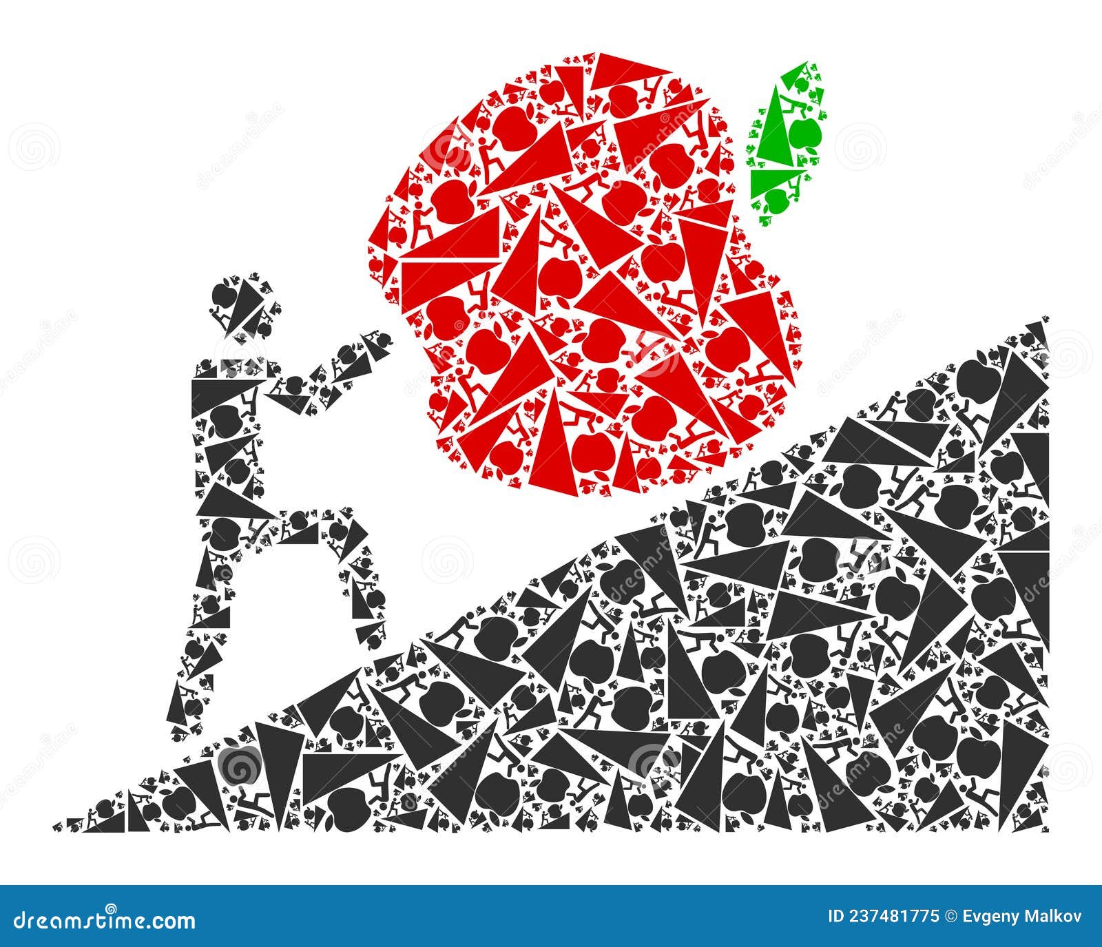 Man Rolling Apple Up Recursive Icon Composition of Self Items Stock ...