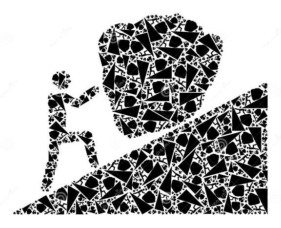 Man Rolling Stone Up Recursion Icon Mosaic Of Self Icons Stock Vector