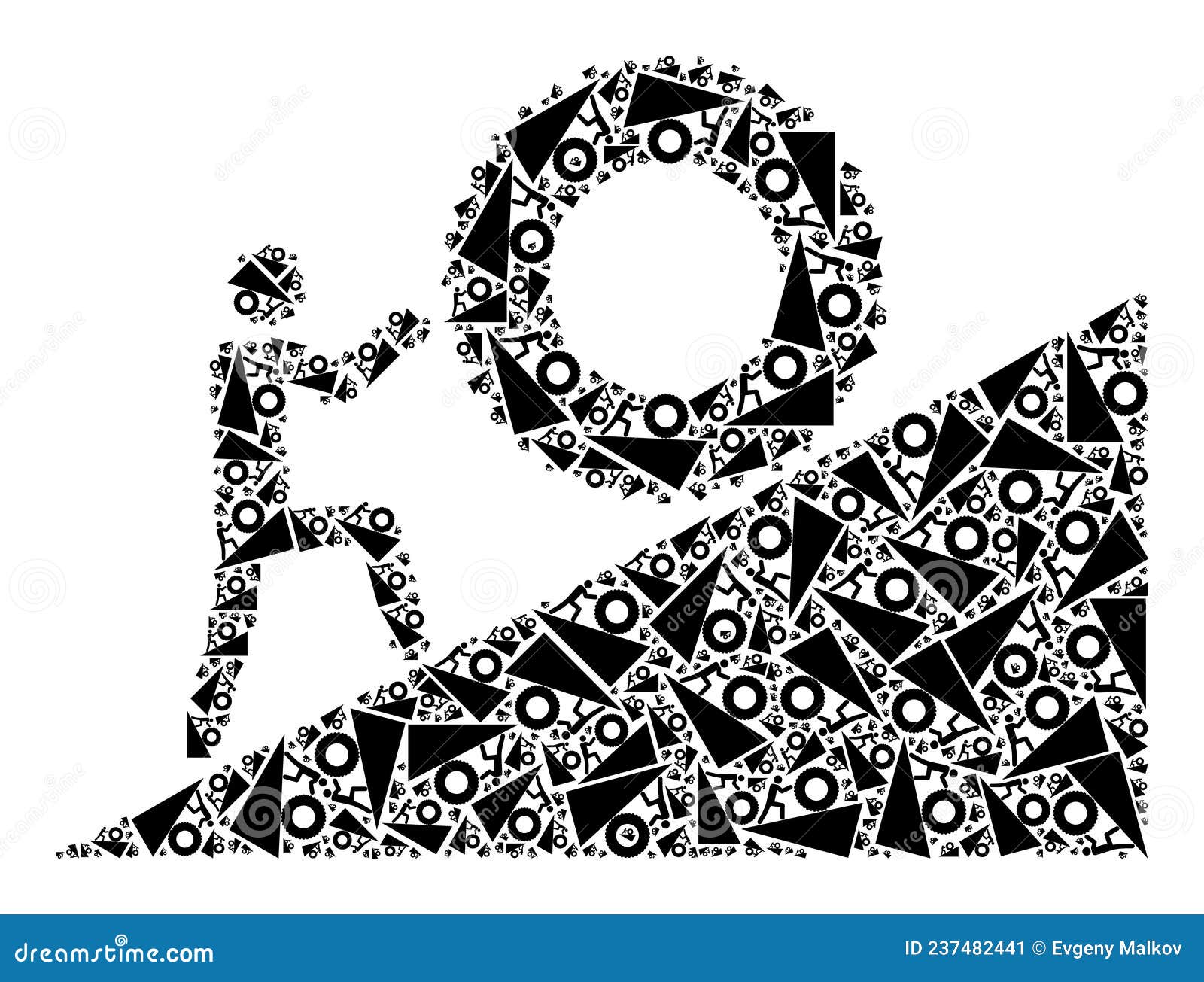 Man Rolling Tire Up Recursion Icon Mosaic Of Self Items Stock Vector