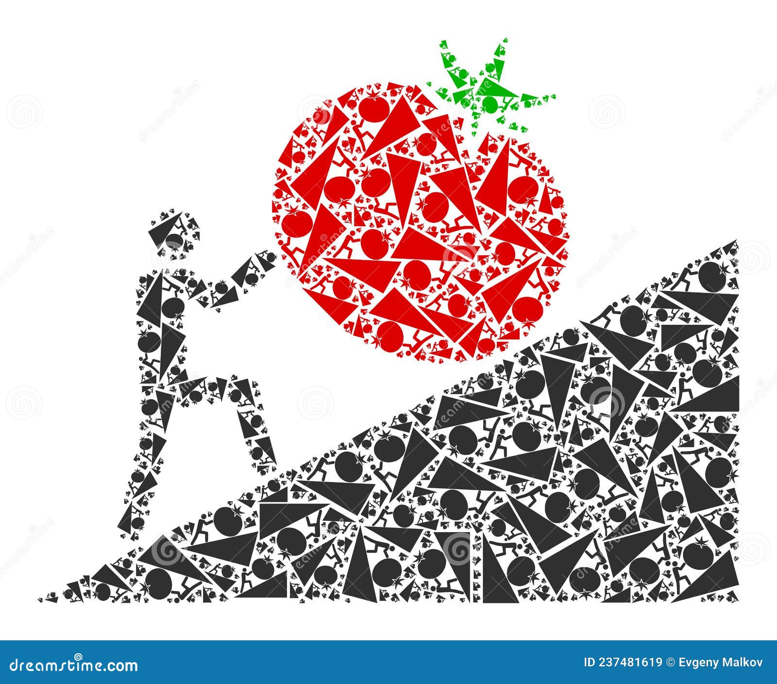 Man Rolling Tomato Up Recursion Icon Composition Of Self Icons Stock
