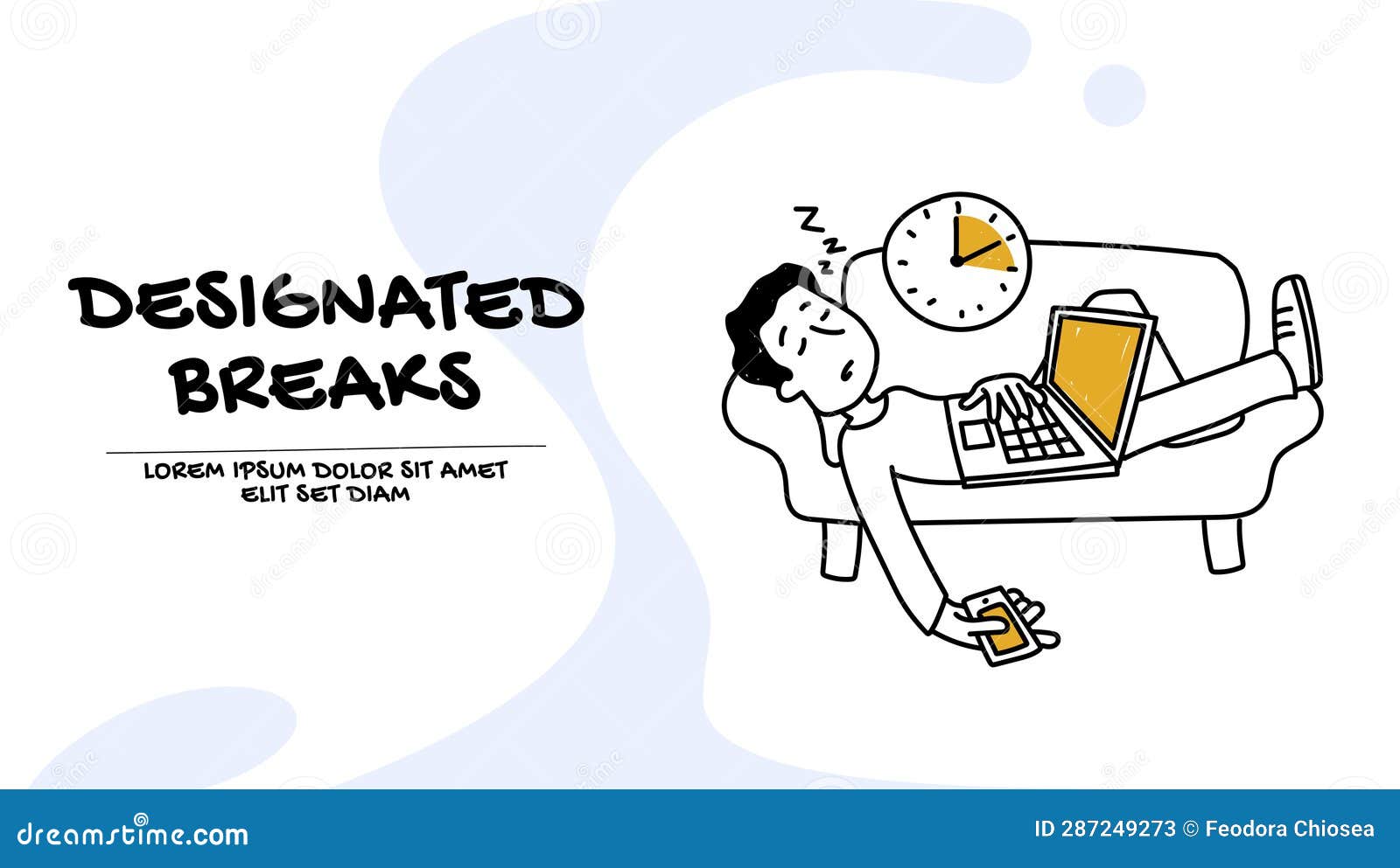 Vector of a Man Taking a Break Short Nap during the Day Stock ...