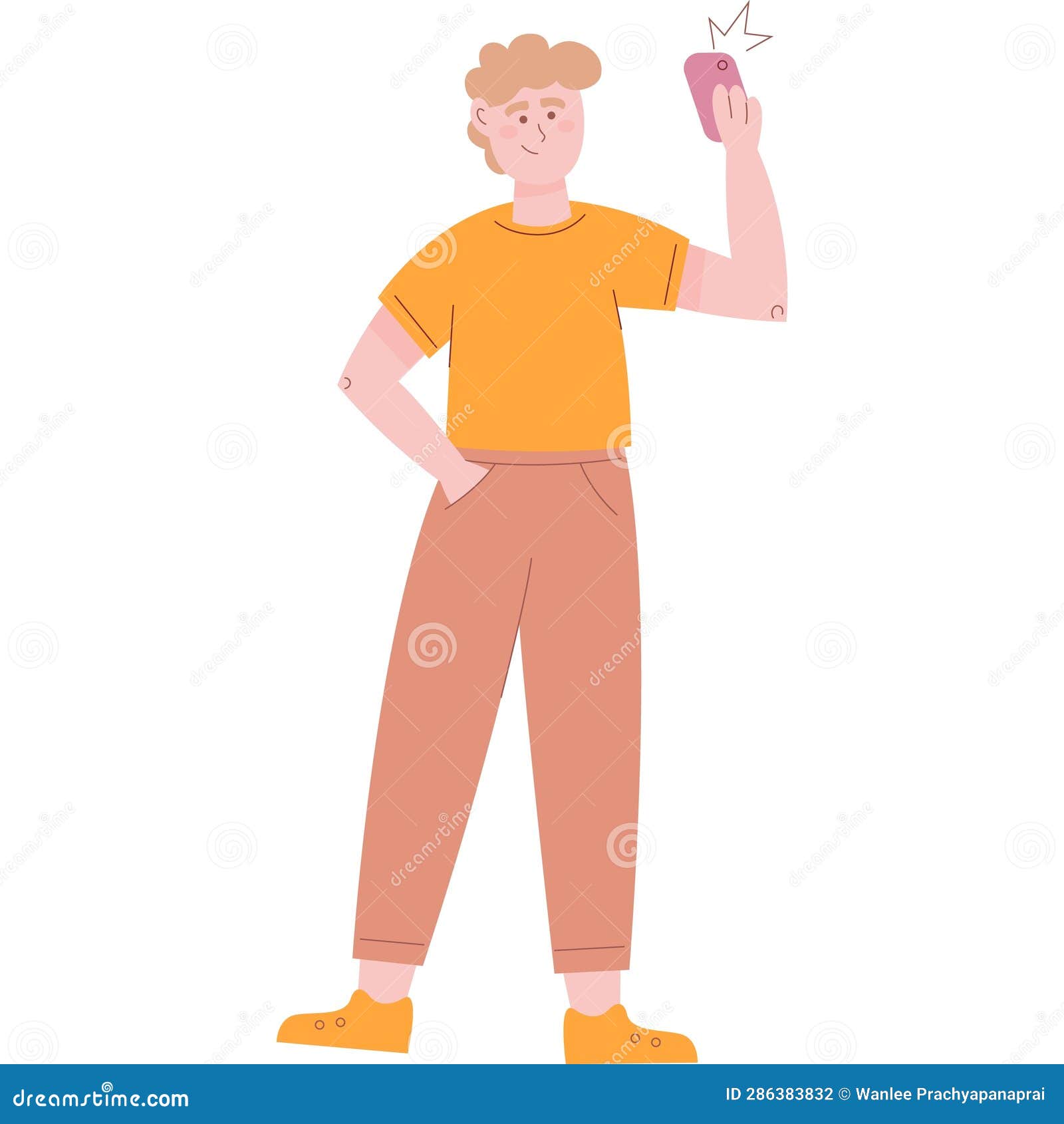 Vector Man Using Mobile Phone Icon on White Stock Illustration ...