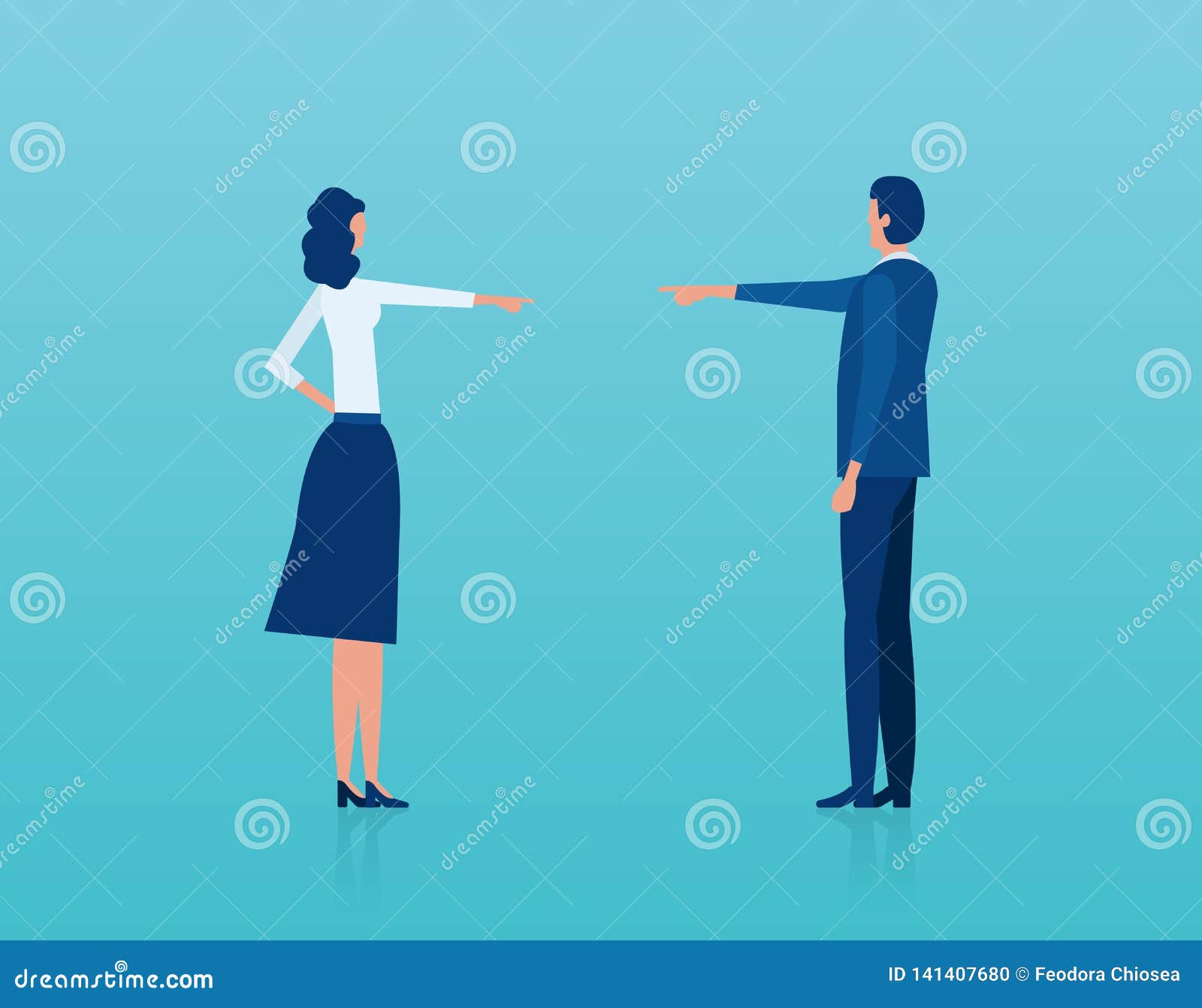Vector of a Man and Woman Having an Argument Blaming Each Other Stock ...